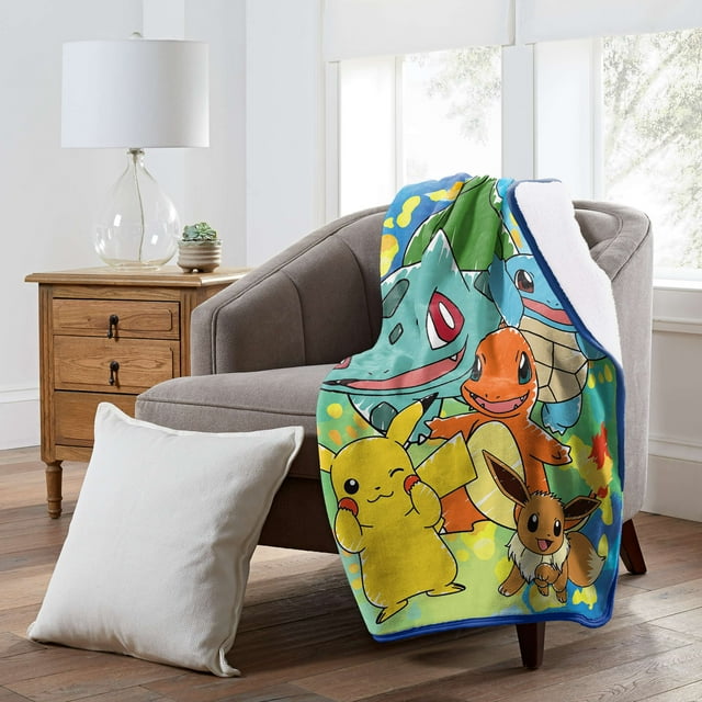Pokemon Brushy Pokemon Silk Touch Throw Blanket with Sherpa Reverse, 46 ...