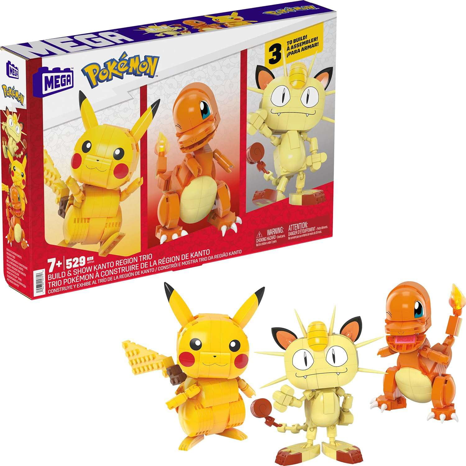 Pokemon Build & Show Kanto Region Trio Set (Pikachu, Meowth ...