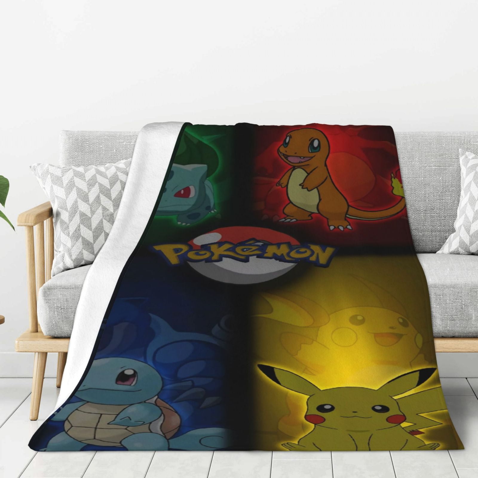 Pokemon- Bulbasaur Charmander Squirtle Blanket for Couch - Super Soft ...