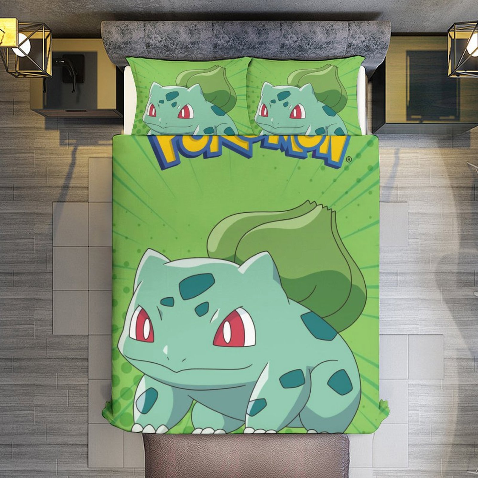 Pokemon Bulbasaur Duvet Cover Set with 2 Pillowcases for All Seasons ...