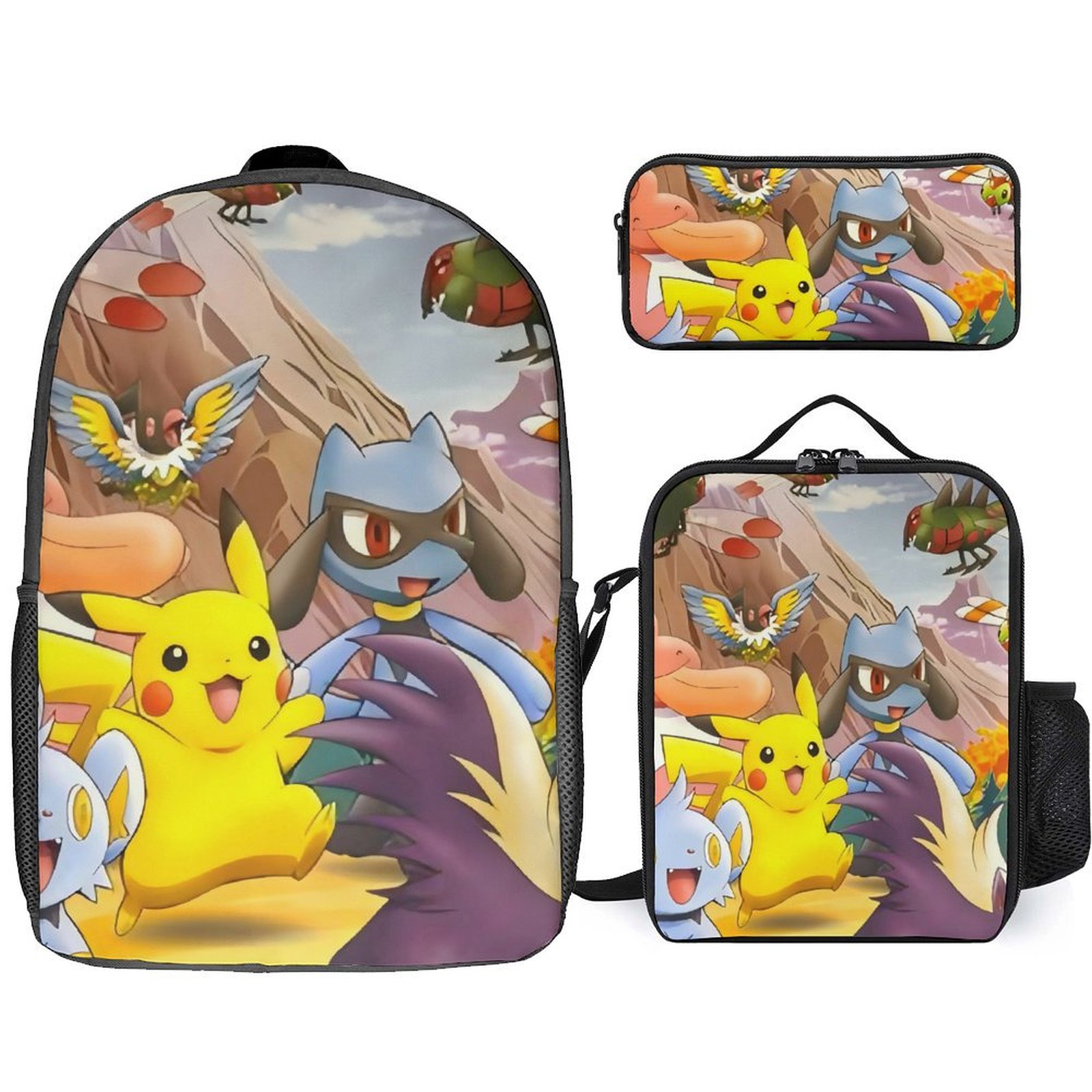Pokemon Cartoon Anime Lunch Bag, Handbag, And Pencil Box Packaging Bag ...