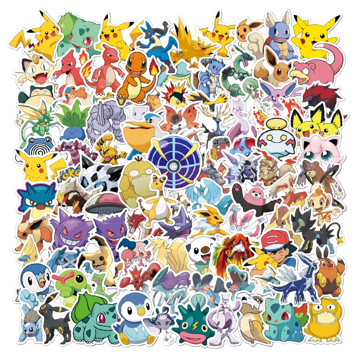 Pokemon Cartoon Anime Sticker Decoration 100 Sheets - Walmart.com