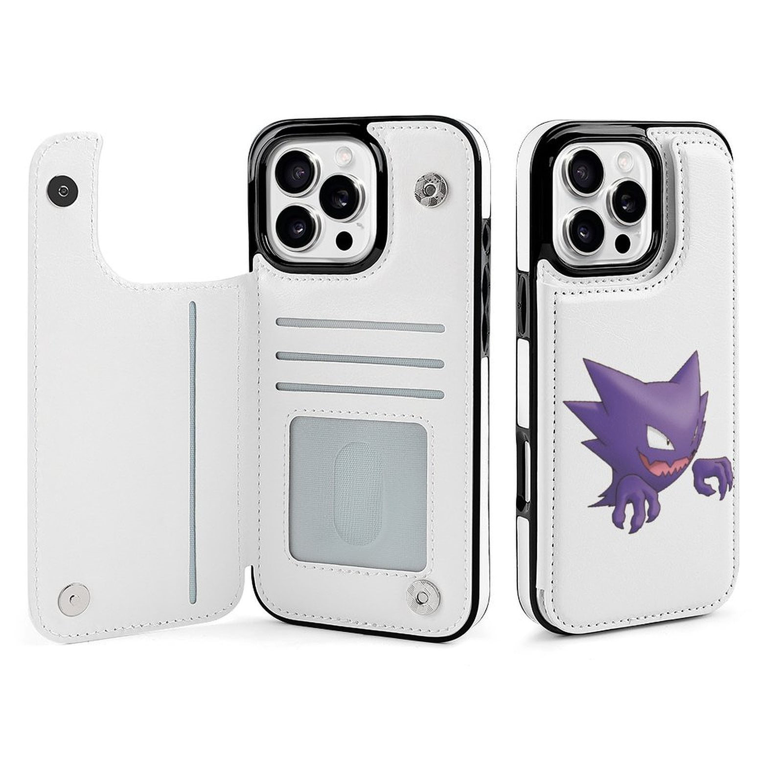 Pokemon Cartoon Leather Flip Cover with Card Slot Holder for iPhone 16 ...