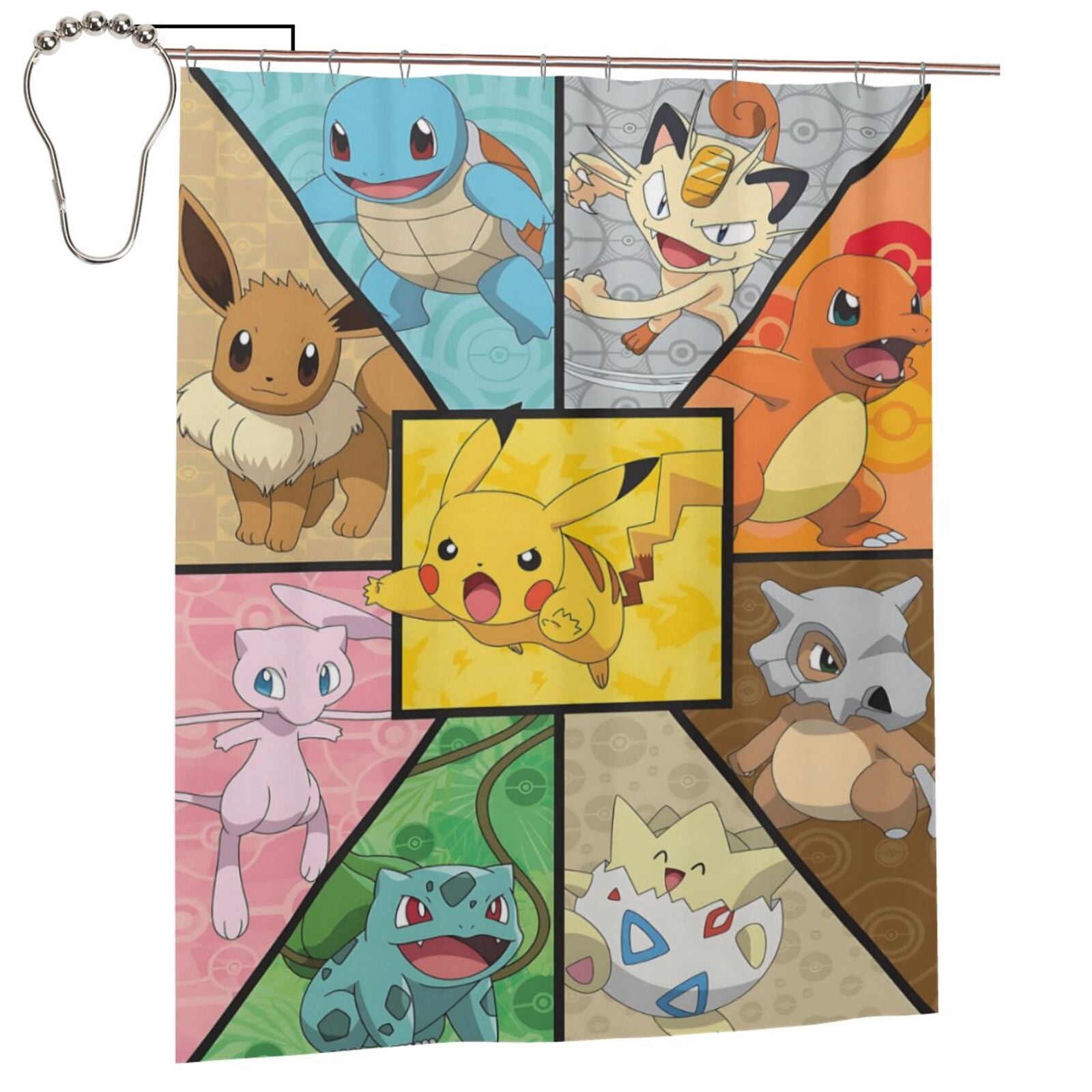 Pokemon Cartoon Waterproof Fabric Shower Curtains For Bathroom Decor ...