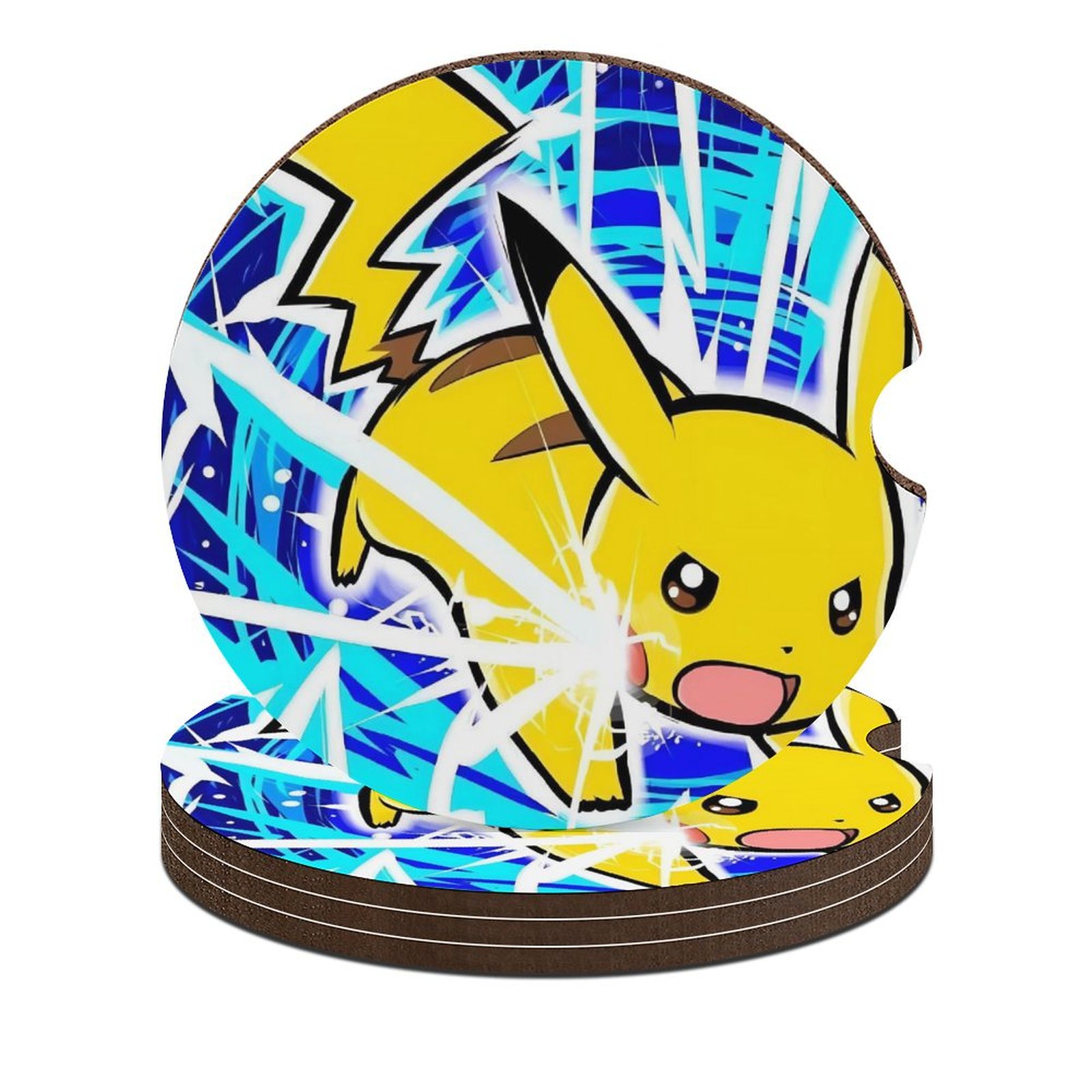 Pokemon Cartoon car coaster with finger notches and cork base car ...