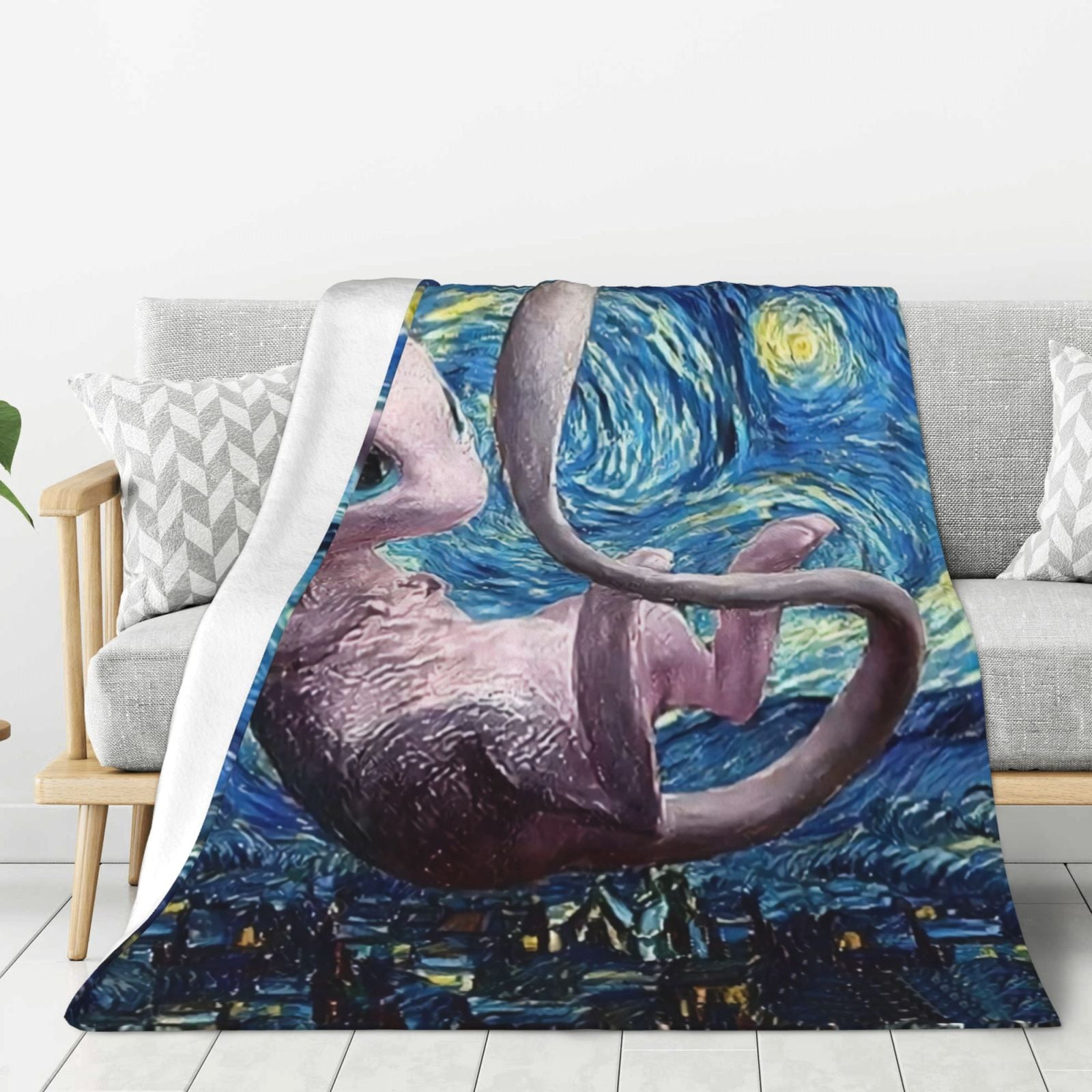 Pokemon- Celestial Mew & MewTwo Moon Blanket,Throw Blanket for Kids and ...