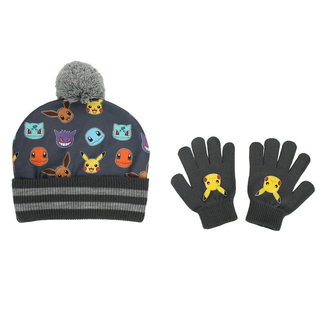 Pokemon Character Collage Youth Cuffed Beanie and Gloves Set - Walmart.com