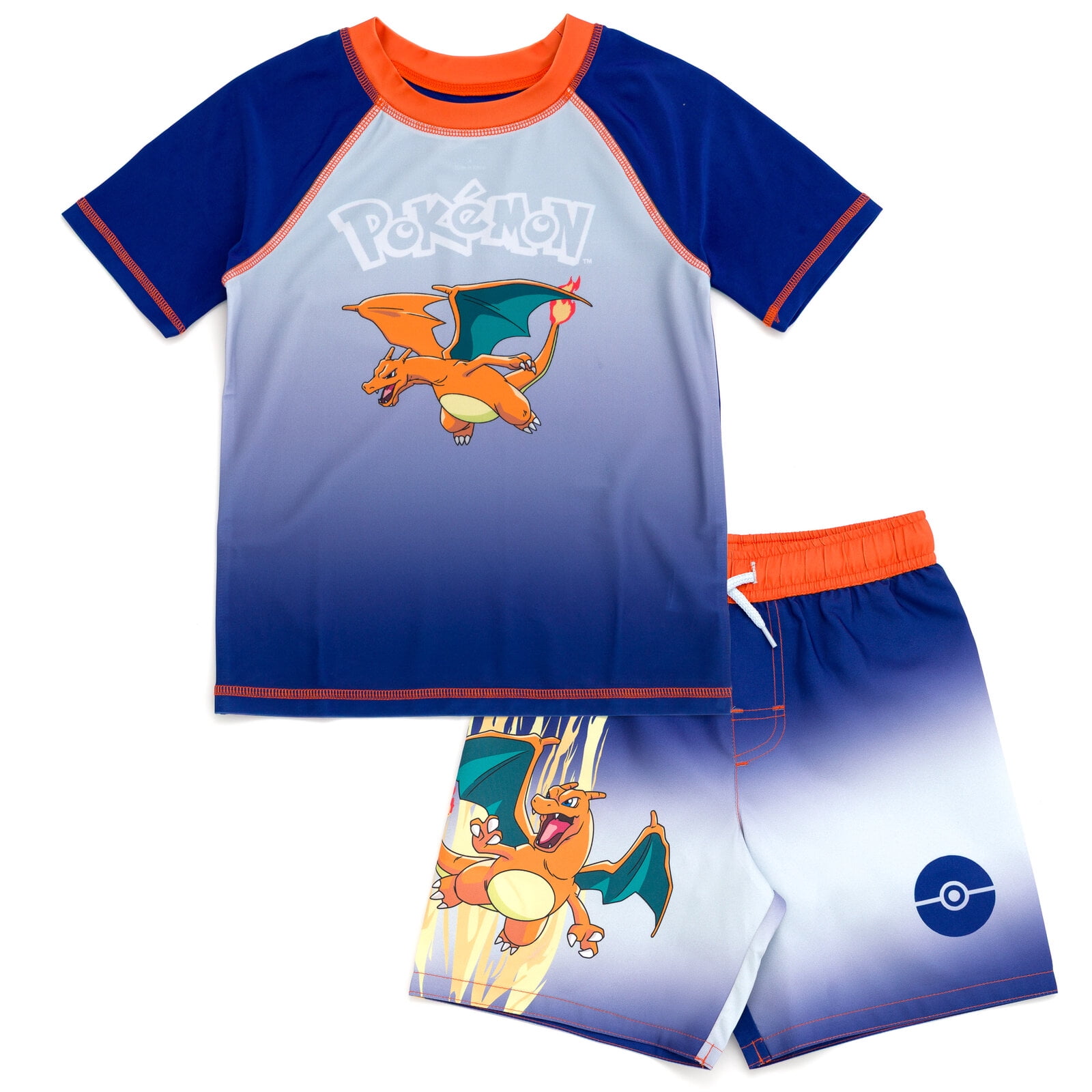 Pokemon Charizard UPF 50+ Rash Guard and Swim Trunks Outfit Set Little ...