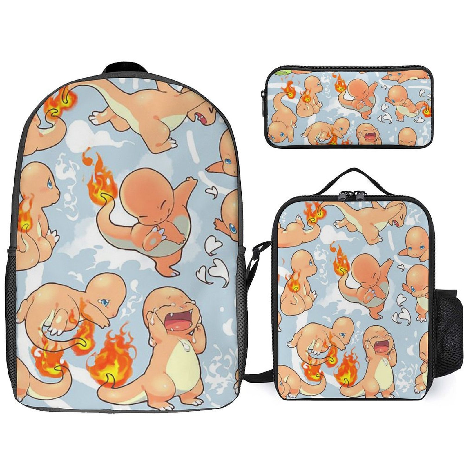 Pokemon_Charmander 3D Printed One size 3PCS Laptop Backpacks ...