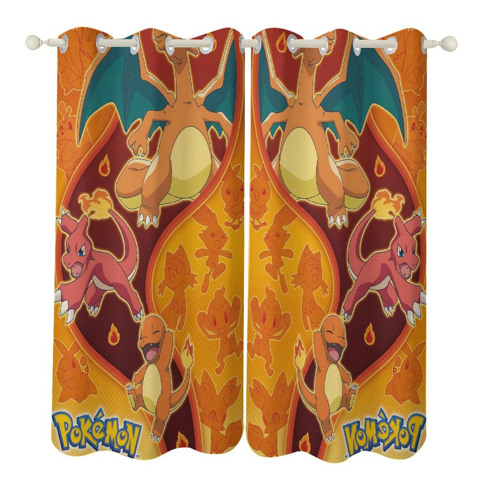 Pokemon Charmander Charizard Curtains,Blackout Curtains for Bedroom,2 ...