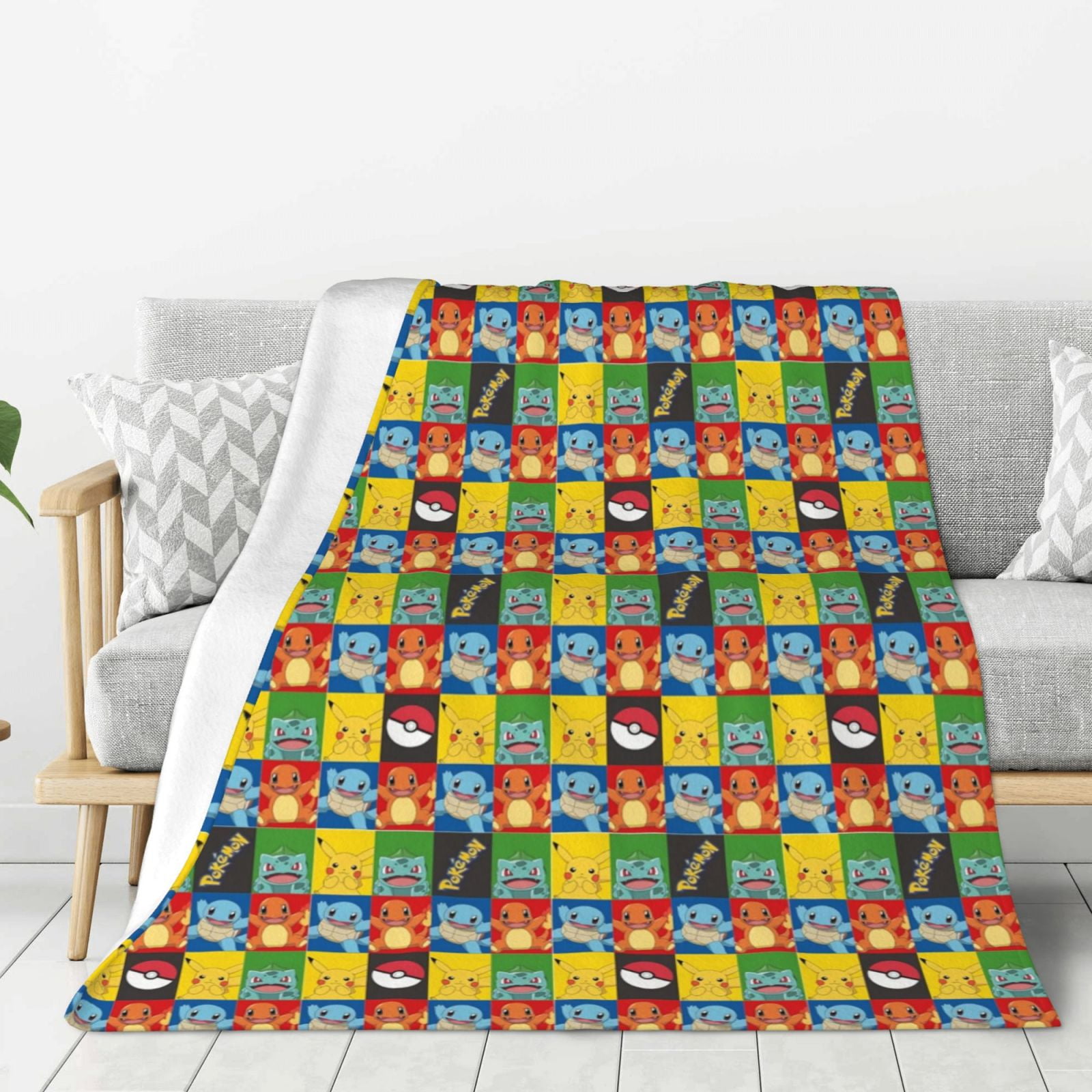 Pokemon Charmander Charizard Squirtle Bulbasaur Blanket Queen Size for ...
