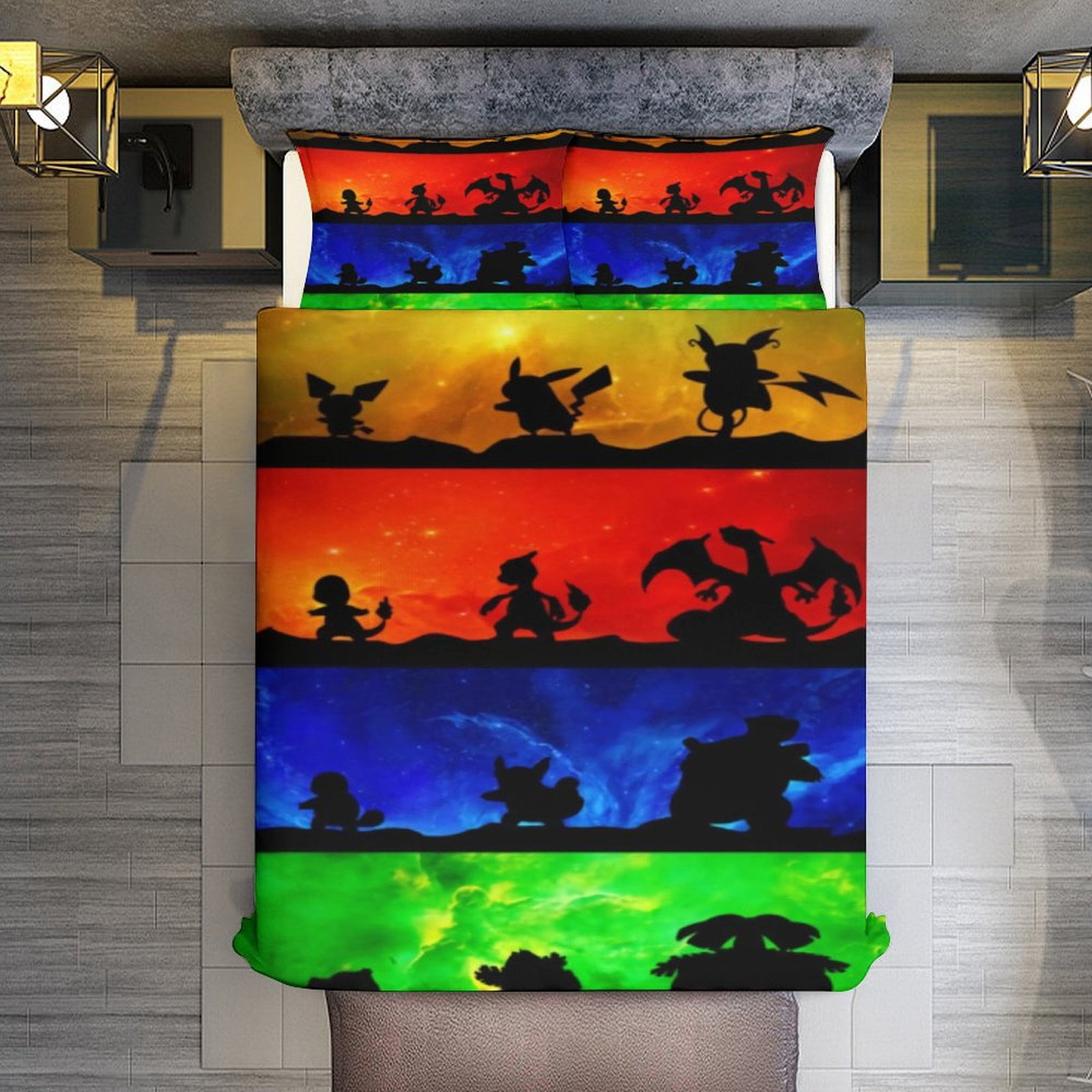 Pokemon Charmander Charizard Squirtle Bulbasaur Duvet Cover Set for ...