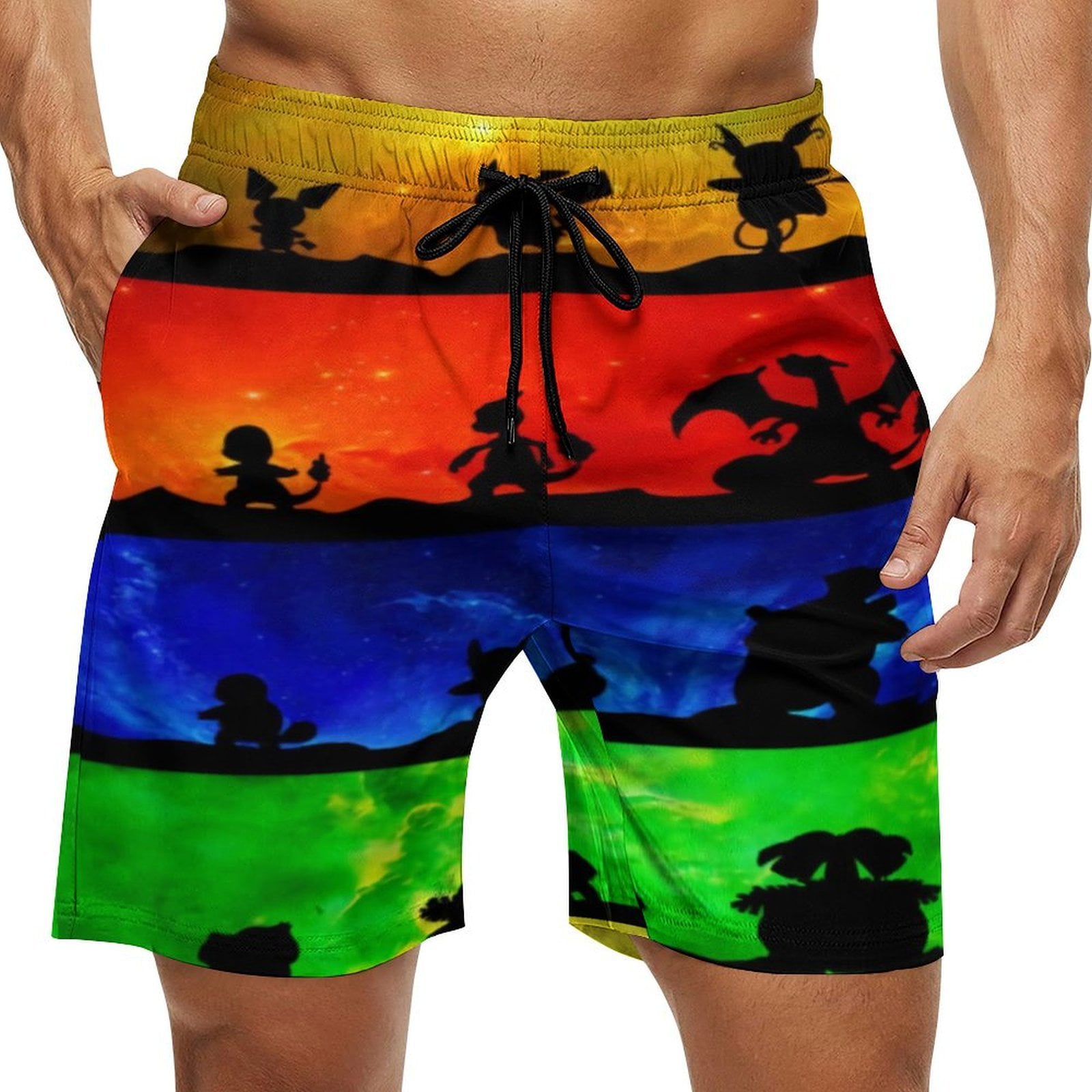 Pokemon Charmander Charizard Squirtle Bulbasaur Mens Swim Trunks Quick ...
