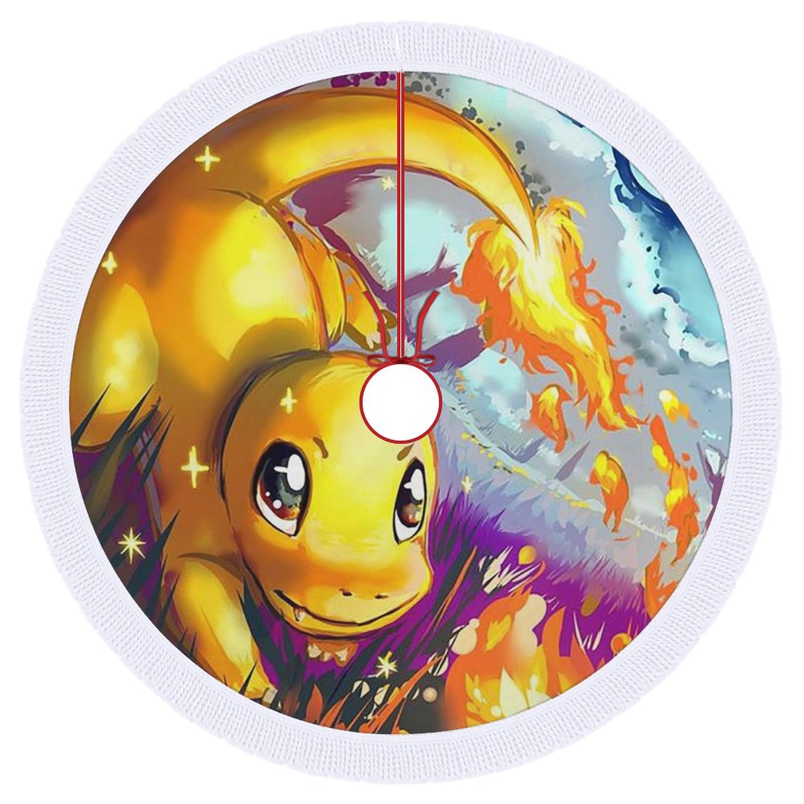 Pokemon Charmander Christmas tree skirt Christmas tree mat with fringe ...