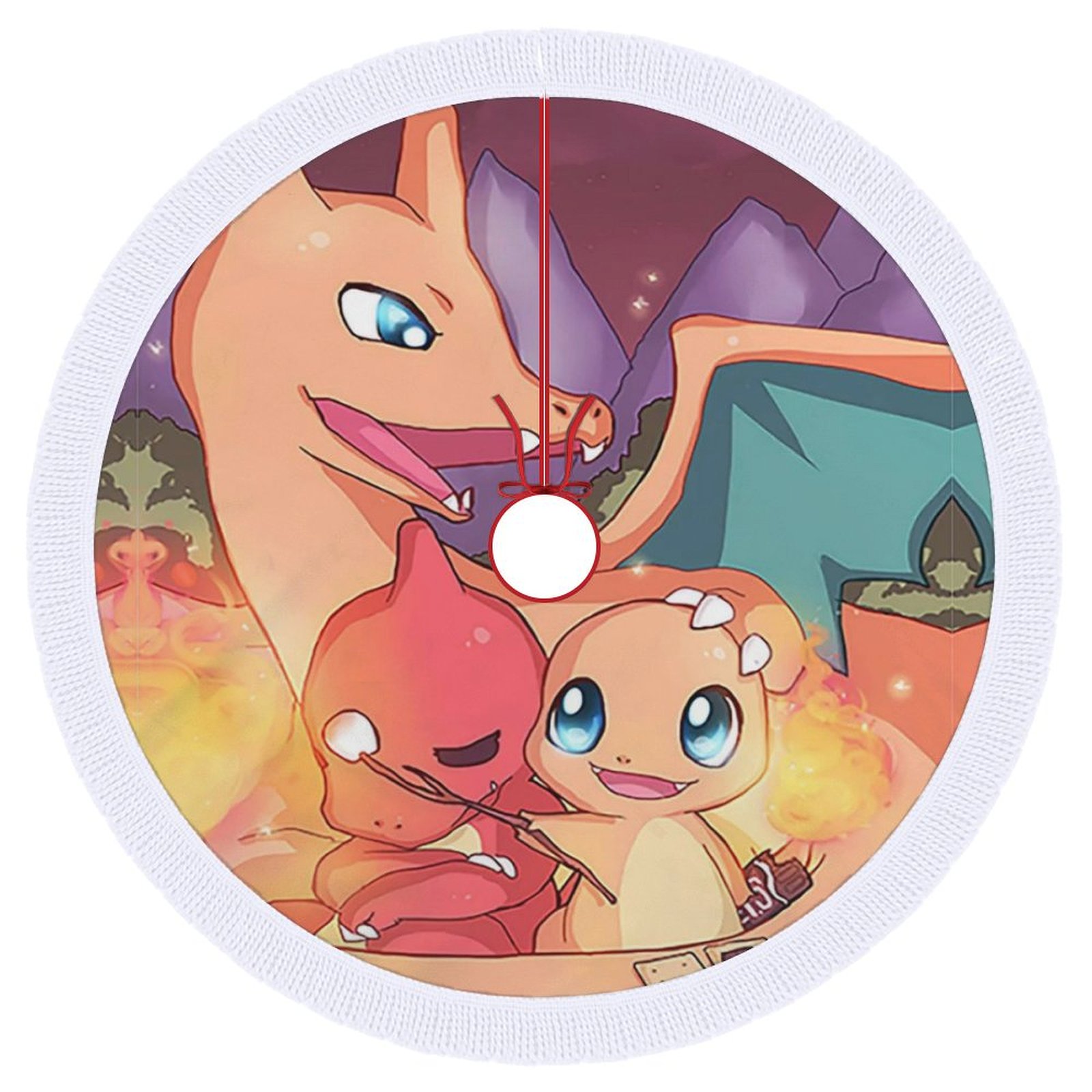 Pokemon Charmander Christmas tree skirt Christmas tree mat with fringe ...