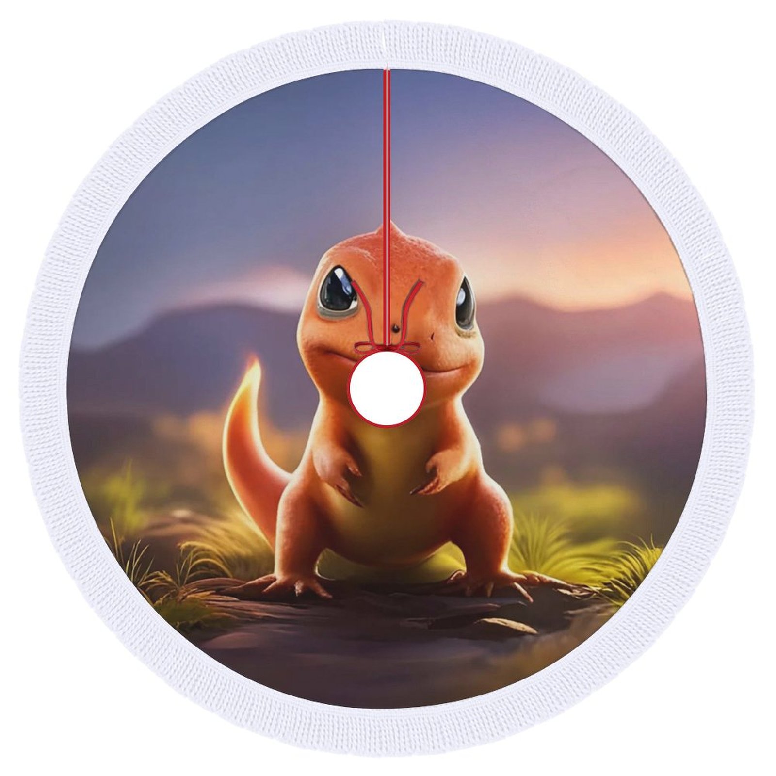 Pokemon Charmander Christmas tree skirt Christmas tree mat with fringe ...
