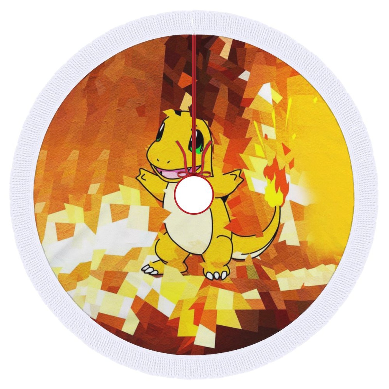 Pokemon Charmander Christmas tree skirt Christmas tree mat with fringe ...