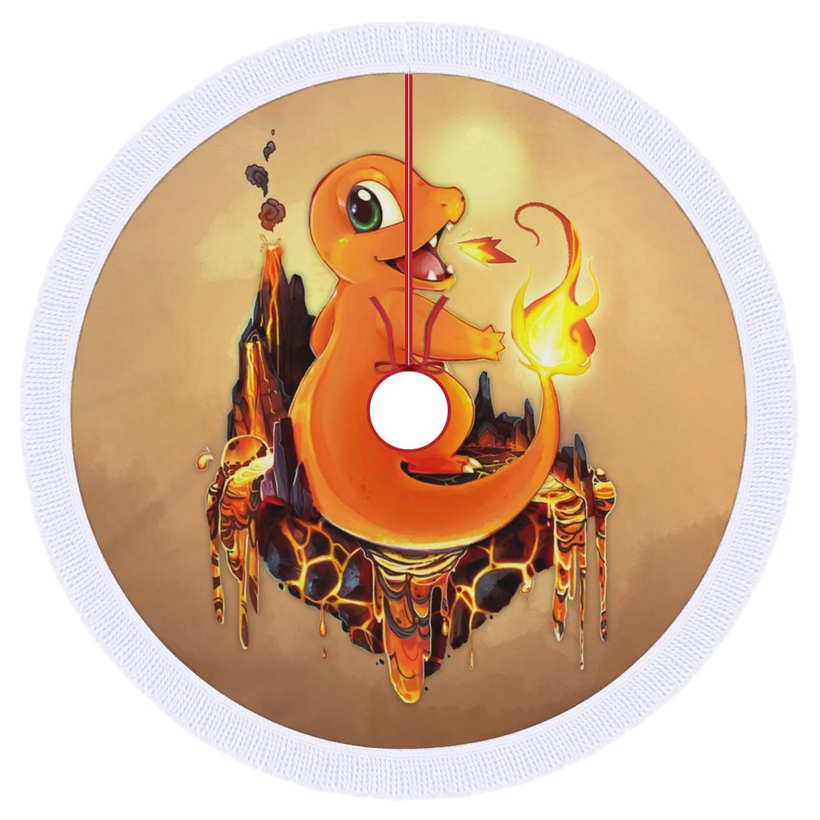 Pokemon Charmander Christmas tree skirt Christmas tree mat with fringe ...