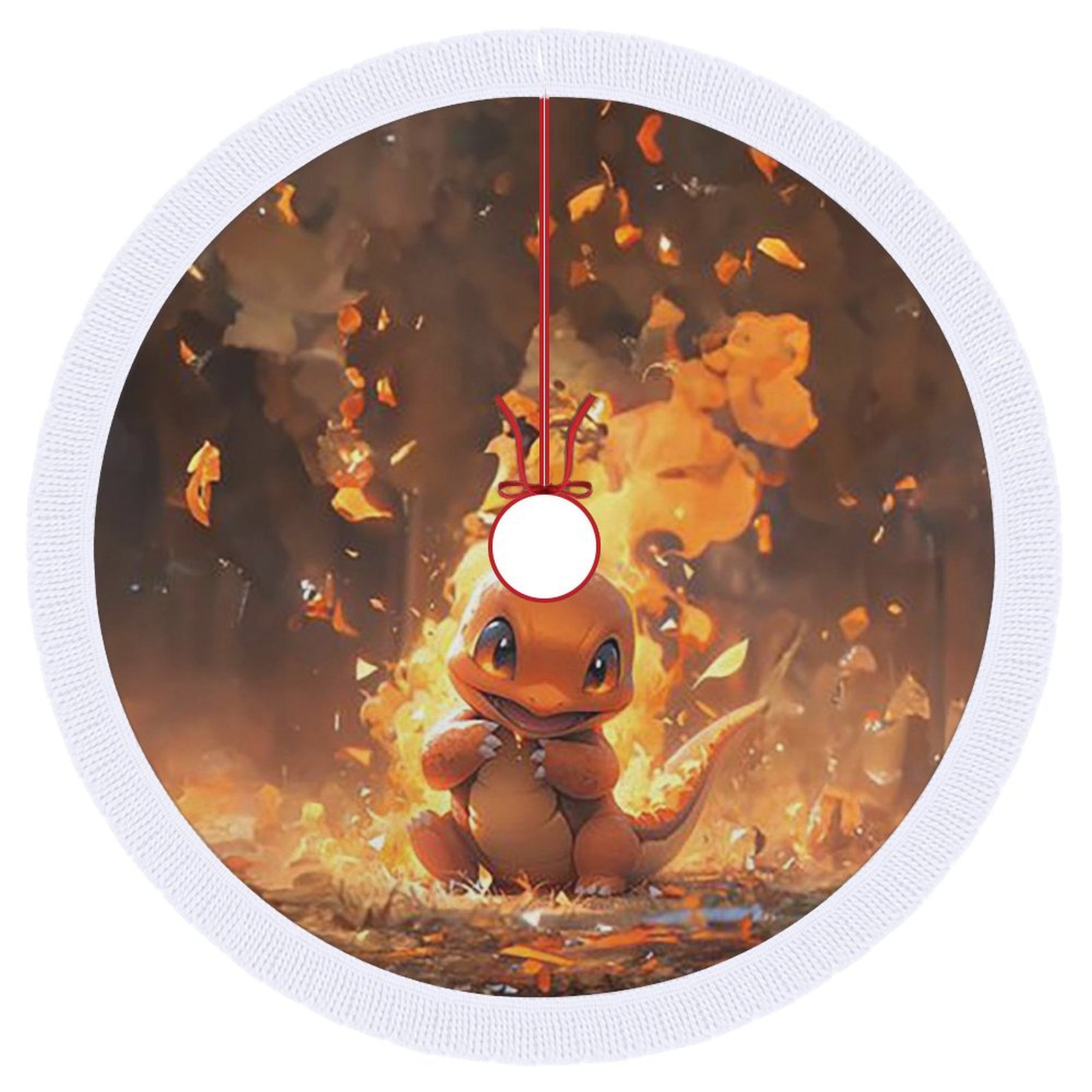 Pokemon Charmander Christmas tree skirt Christmas tree mat with fringe ...
