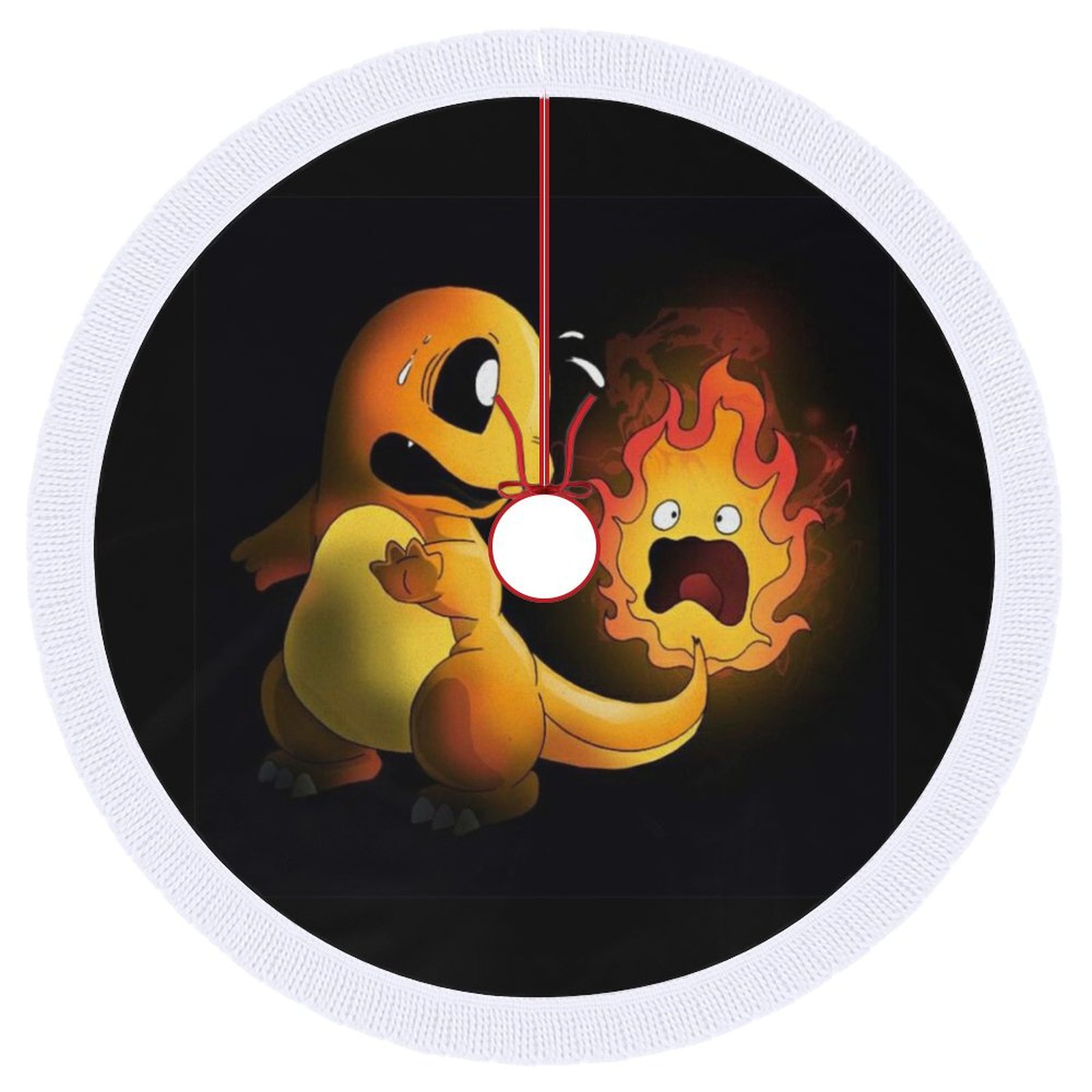 Pokemon Charmander Christmas tree skirt Christmas tree mat with fringe ...