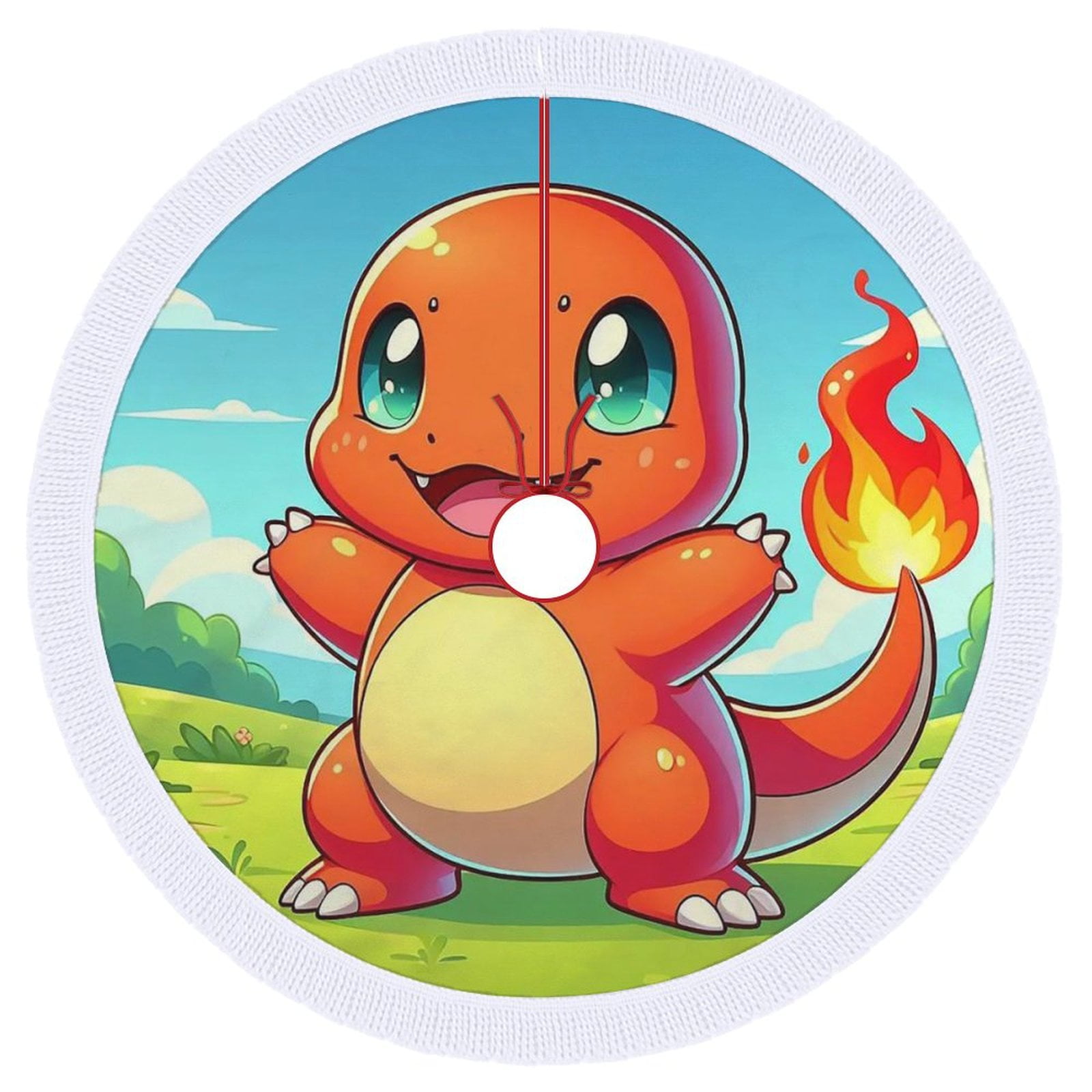 Pokemon Charmander Christmas tree skirt Christmas tree mat with fringe ...