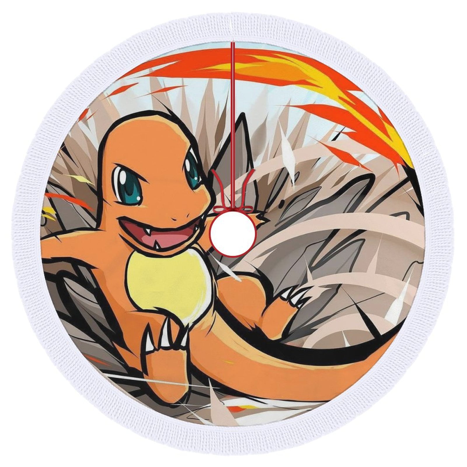Pokemon Charmander Christmas tree skirt Christmas tree mat with fringe ...