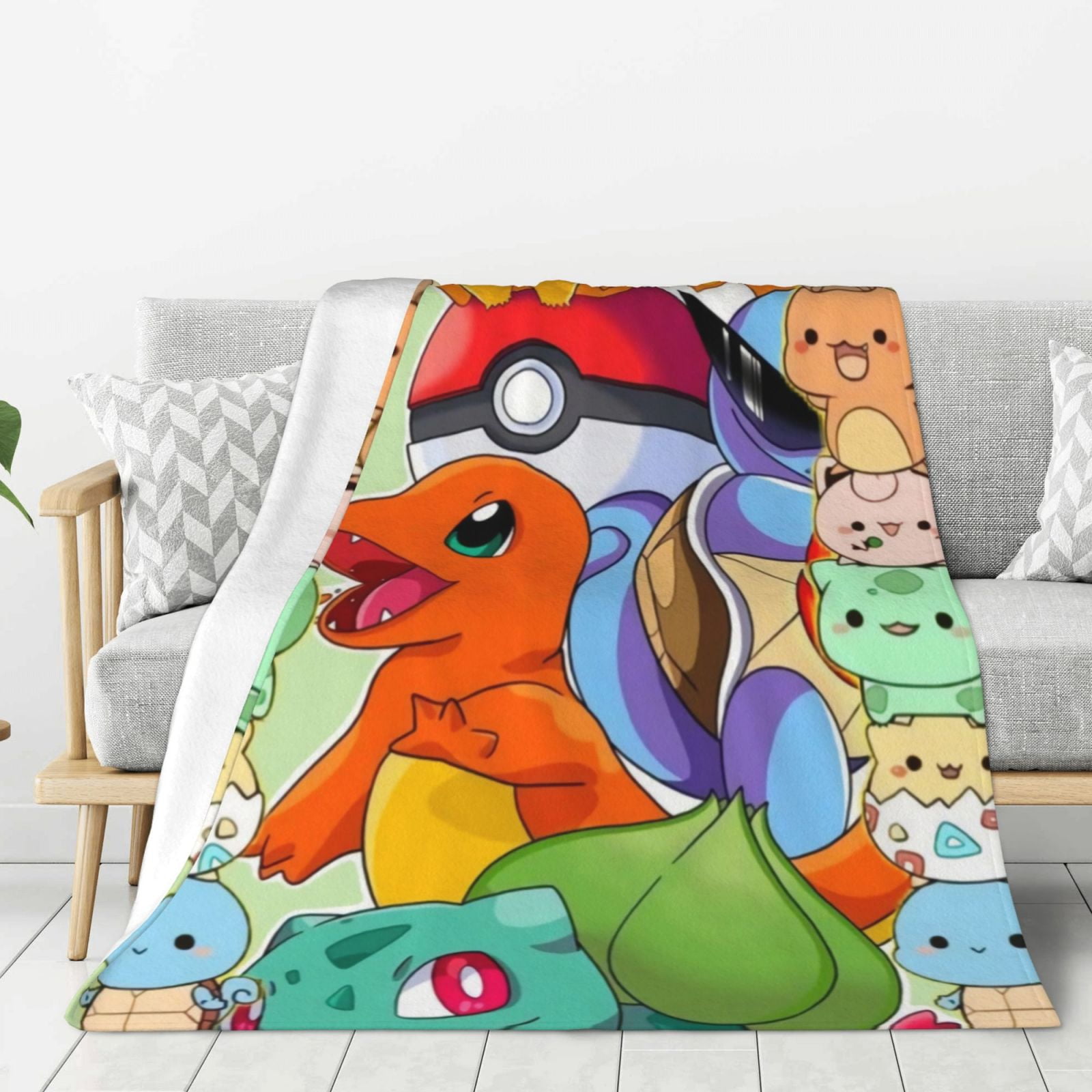 Pokemon - Charmander Squirtle Bulbasaur Blanket for Couch - Super Soft ...