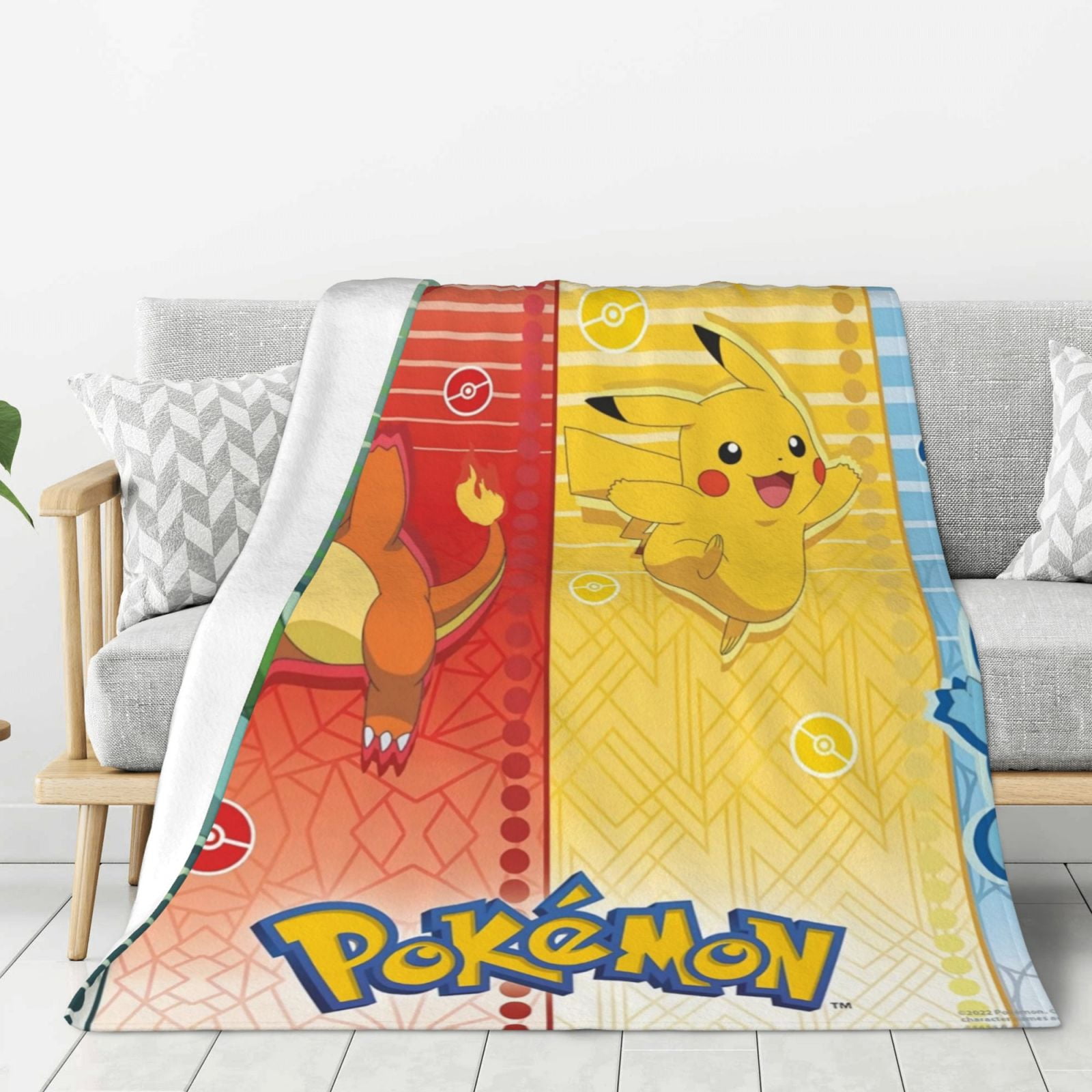 Pokemon- Charmander Squirtle Bulbasaur Blanket for Couch - Super Soft ...