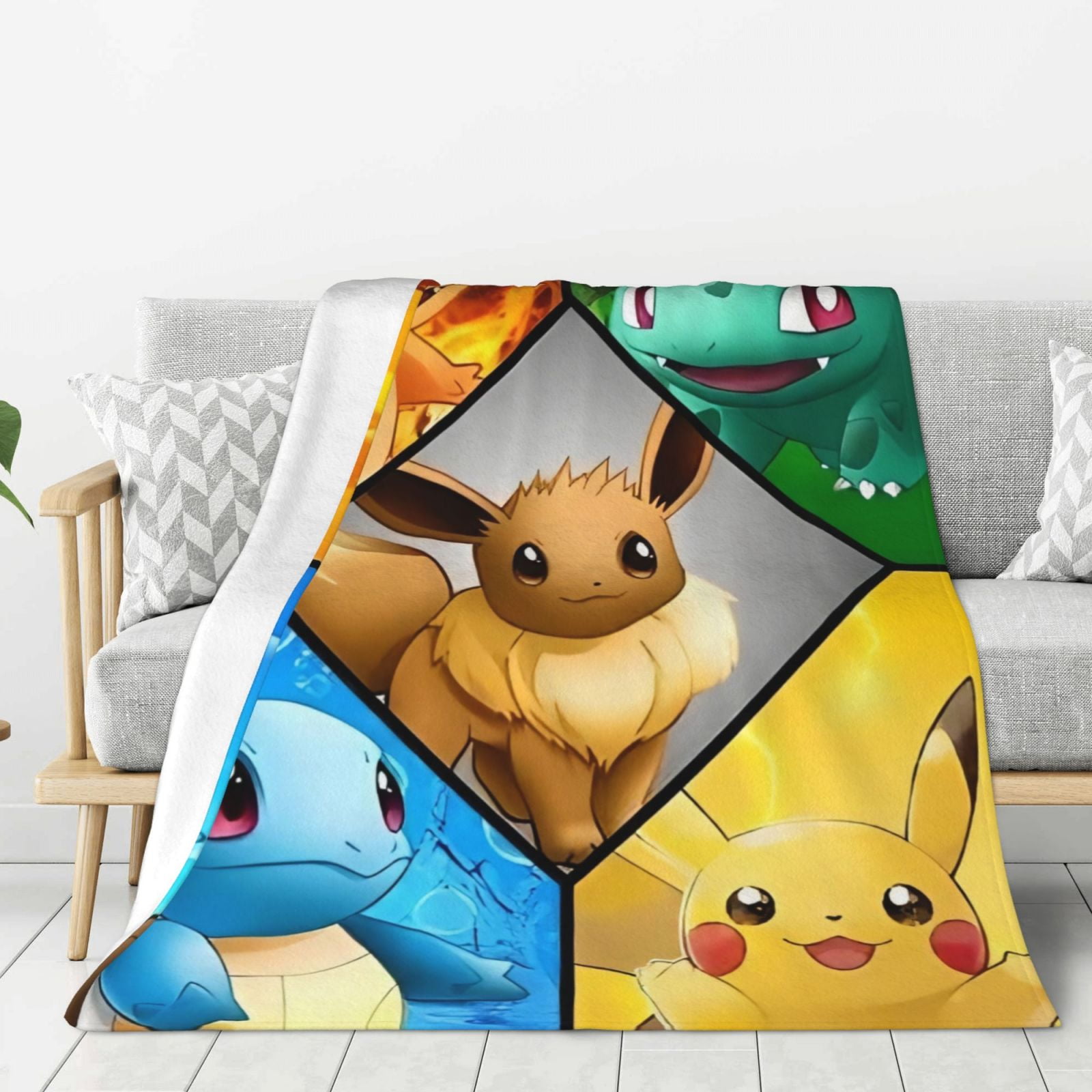 Pokemon - Charmander Squirtle Bulbasaur Blanket for Couch,Super Soft ...