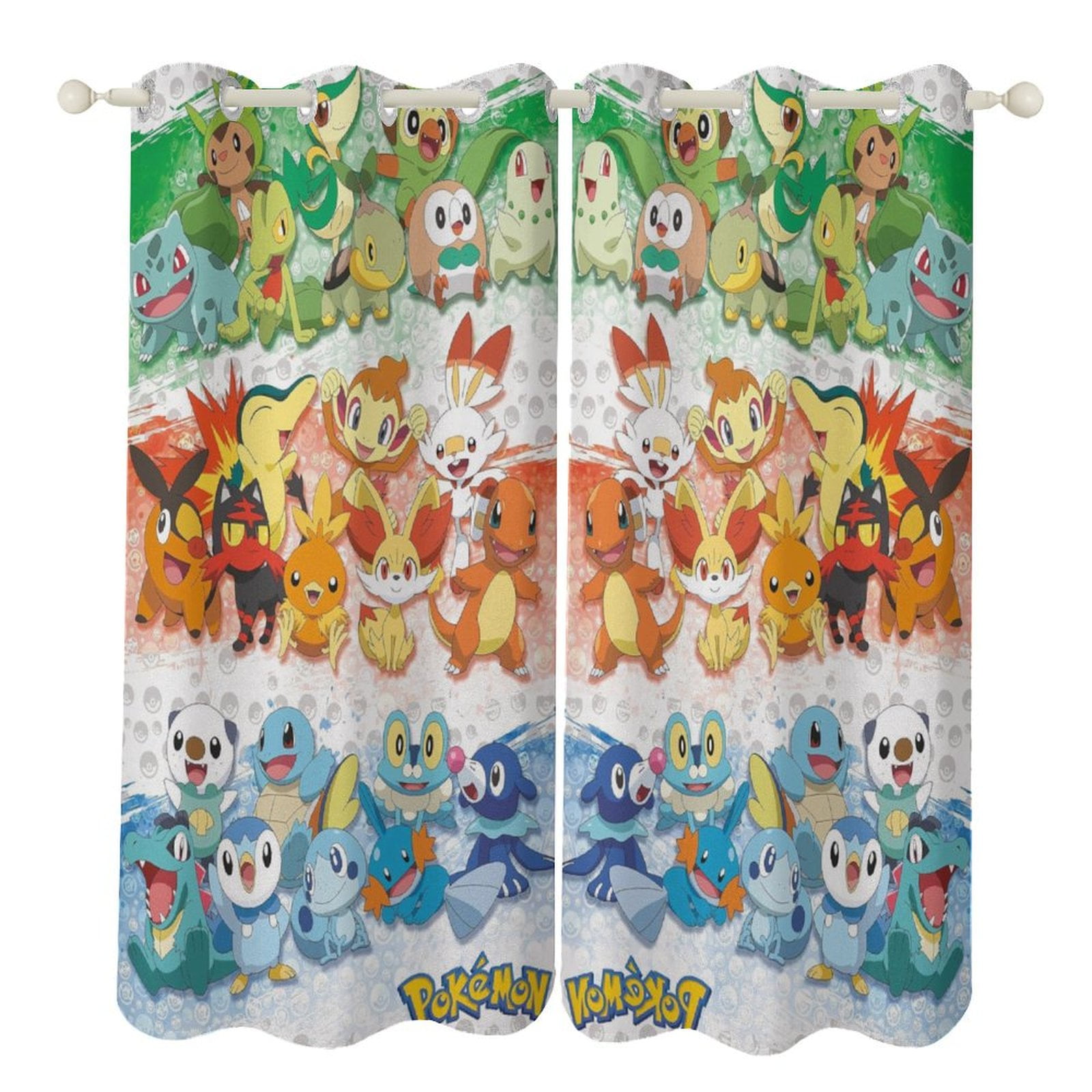 Pokemon-Charmander Squirtle Bulbasaur Curtains for Kids,Cartoon ...