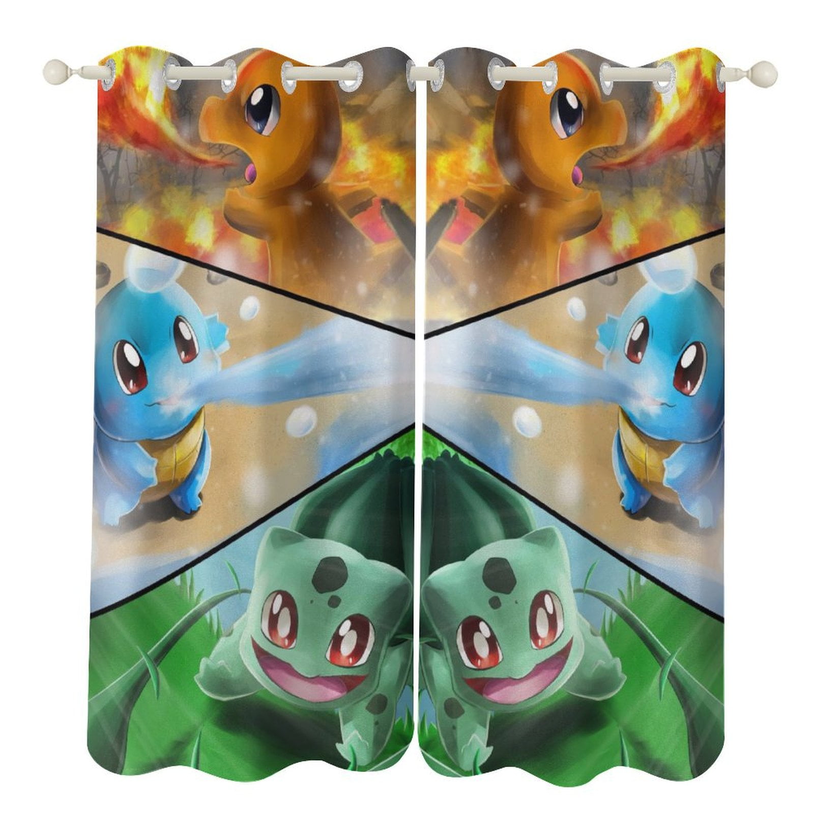 Pokemon-Charmander Squirtle Bulbasaur Curtains for Kids,Cartoon ...
