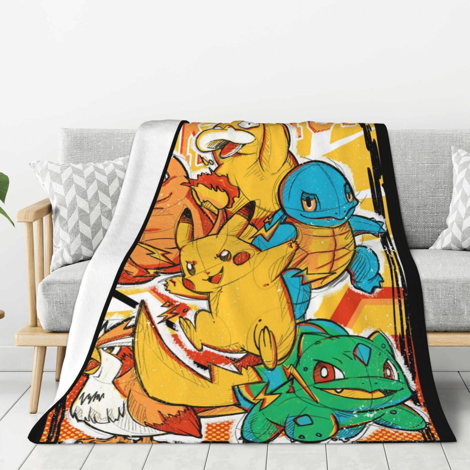 Pokemon - Charmander Squirtle Bulbasaur Fleece Blanket for Couch,Super ...