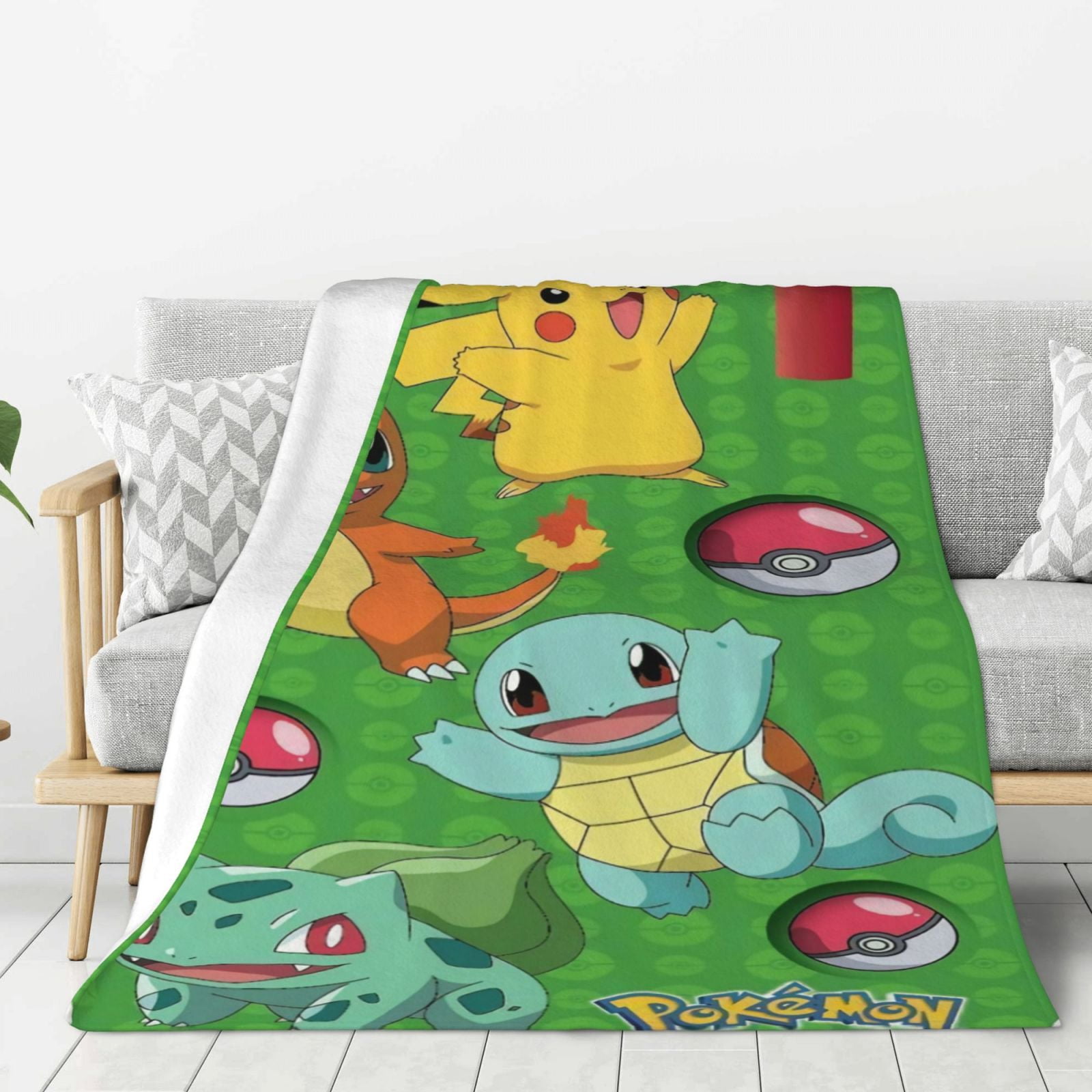 Pokemon- Charmander Squirtle Bulbasaur Fleece Blanket for Couch,Super ...