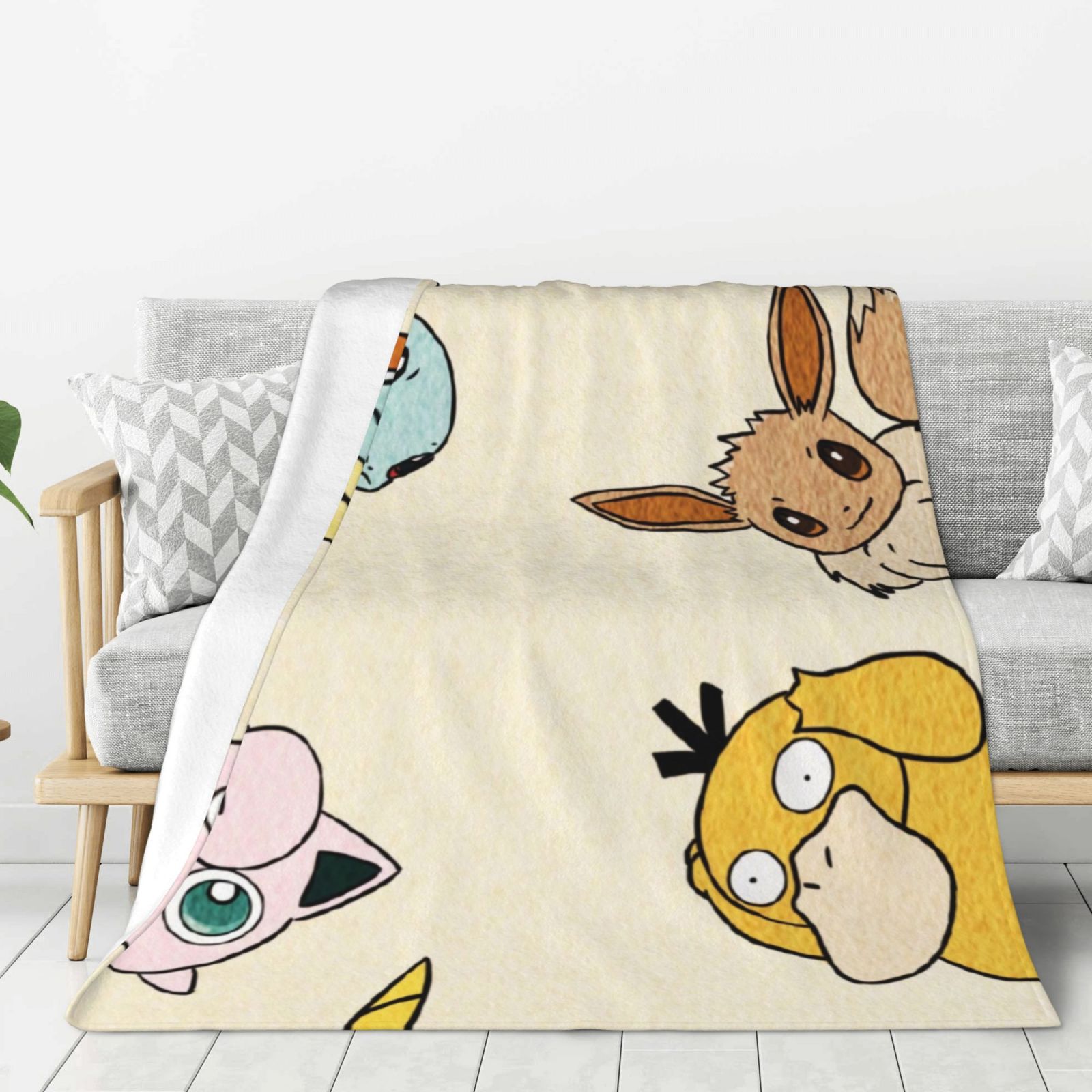 Pokemon- Charmander Squirtle Bulbasaur Jigglypuff Psyduck Eevee Blanket ...