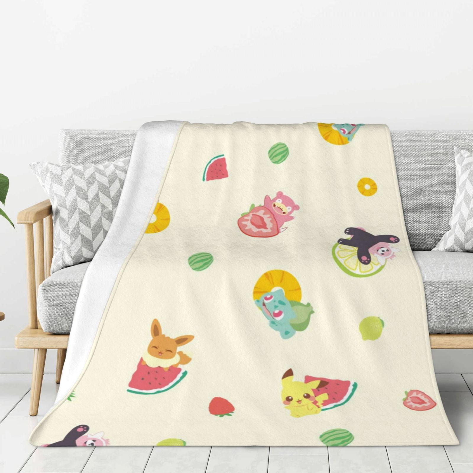 Pokemon- Charmander Squirtle Bulbasaur Psyduck Eevee Throw Blanket ...