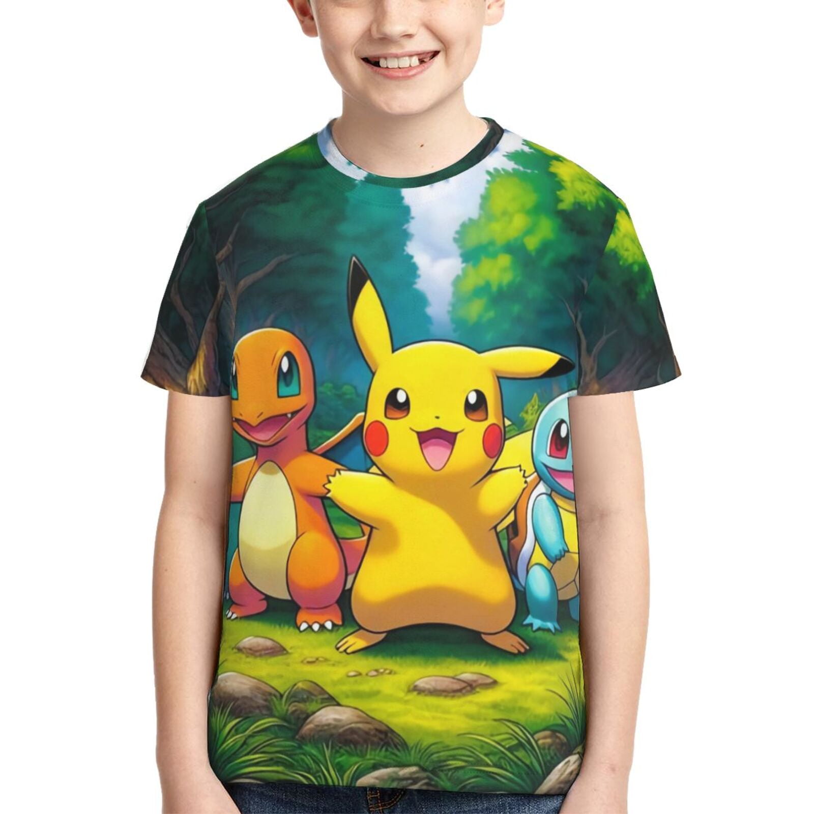 Pokemon- Charmander Squirtle Bulbasaur Shirt for Boys Girls Tees,Casual ...