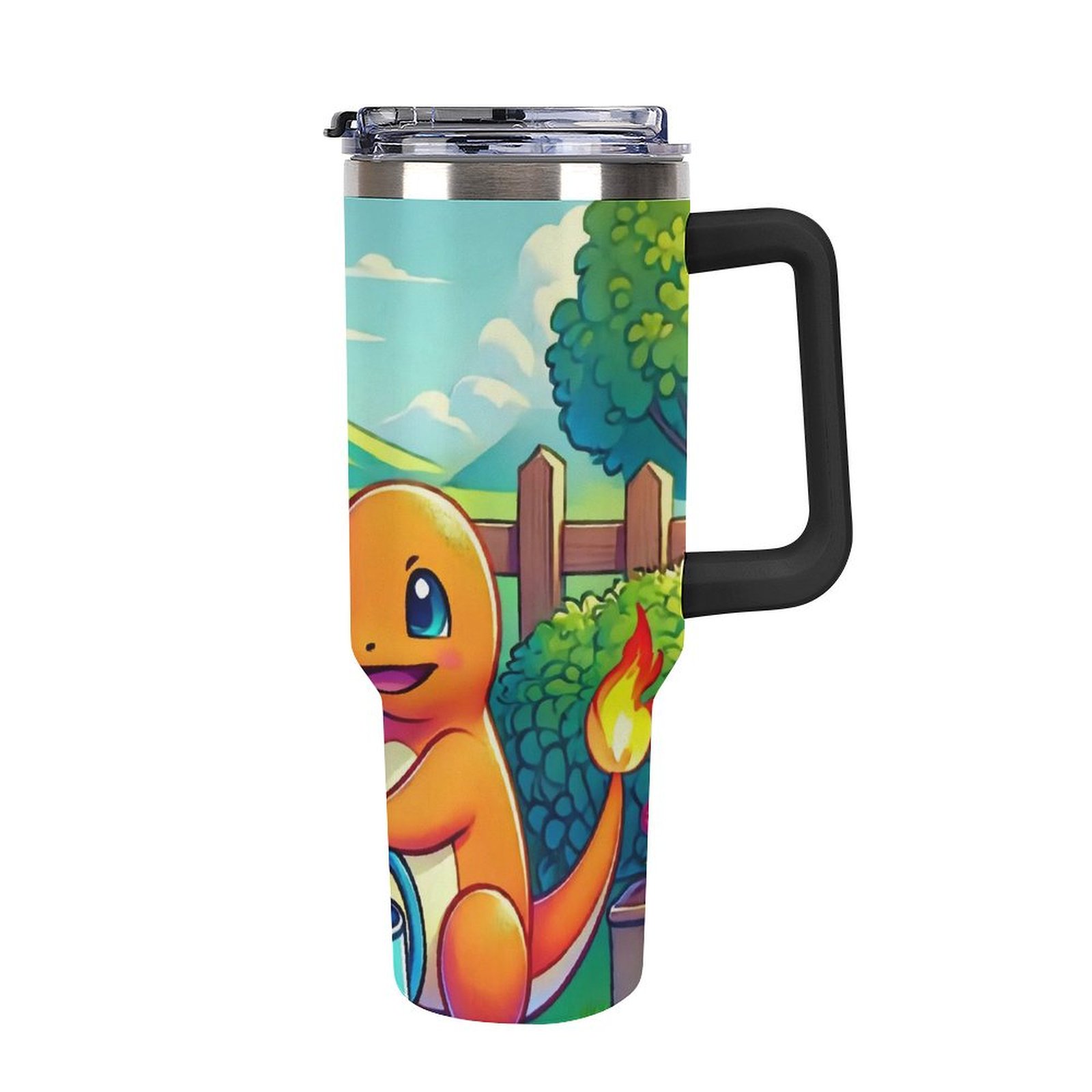 Pokemon Charmander Watering The Garden Tumbler with Handle and Straw ...