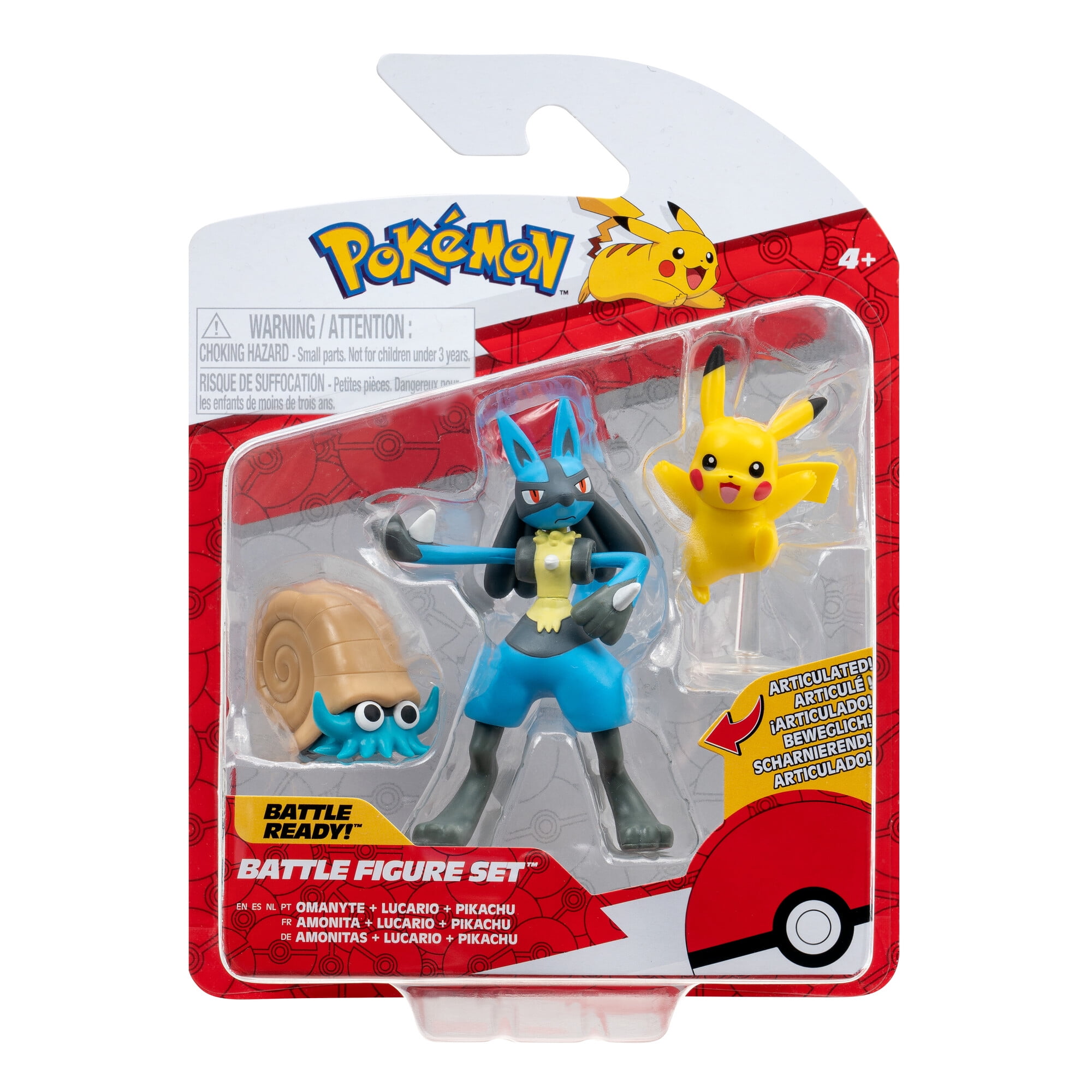 POKEMON Toy Pack: Battle Figure Set 3PK - Omanyte, Pikachu #10, Lucario ...