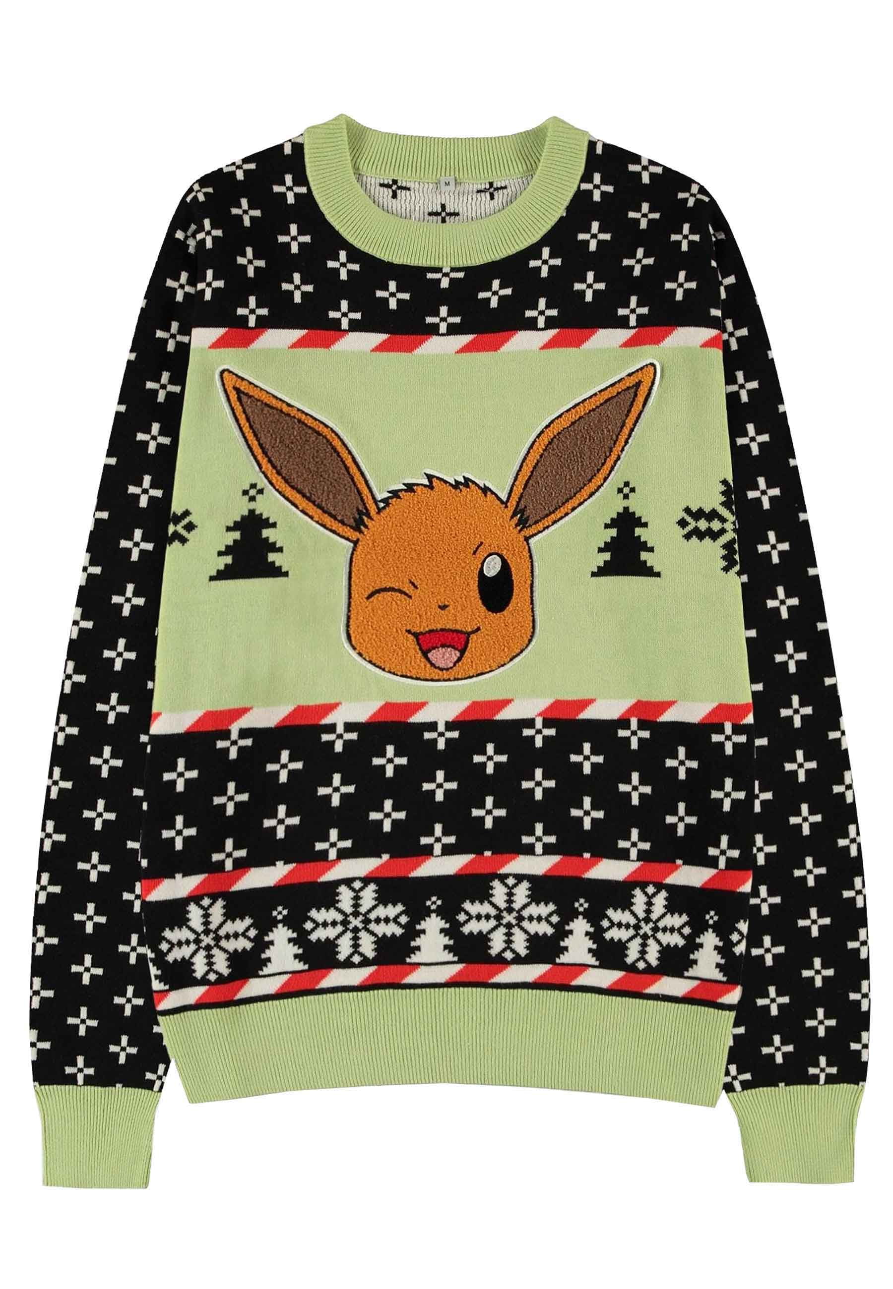 Pokemon Christmas Jumper adorable Eevee new Official Unisex Black ...