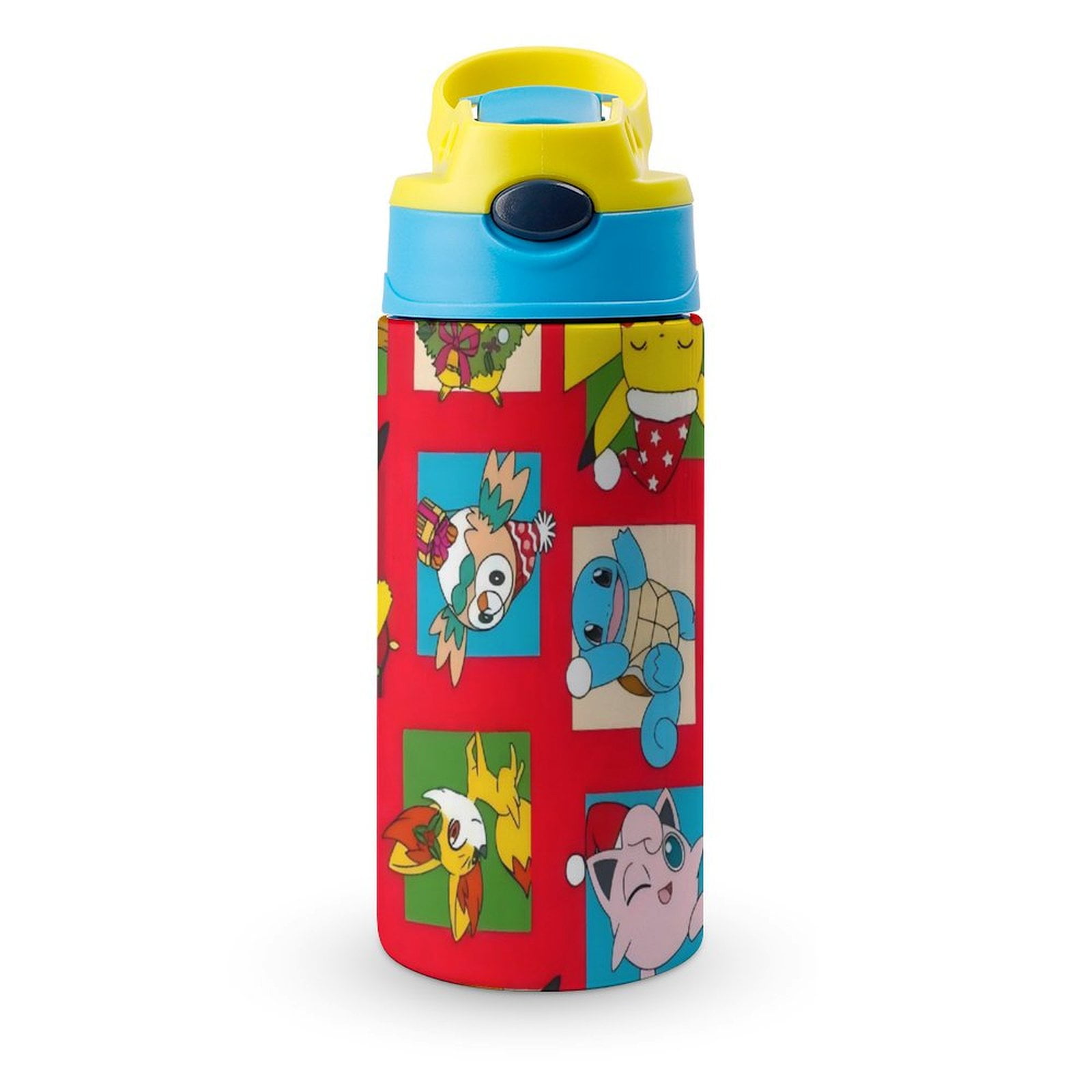 Pokemon Christmas Kids Insulated Water Bottle with Covered Pop-Up Straw ...