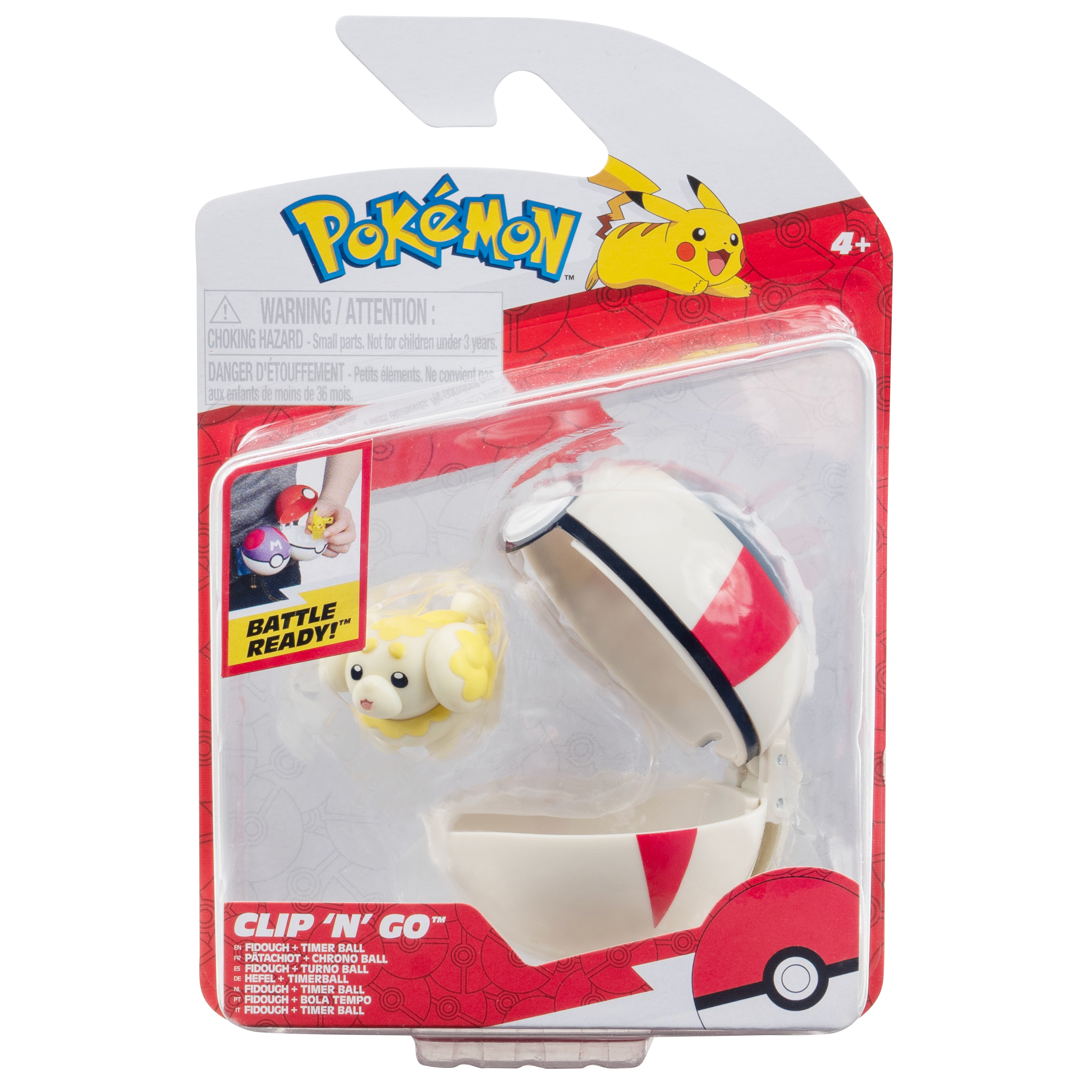 Pokemon Clip ‘N’ Go Fidough and Timer Ball - Includes 2 inch Battle ...