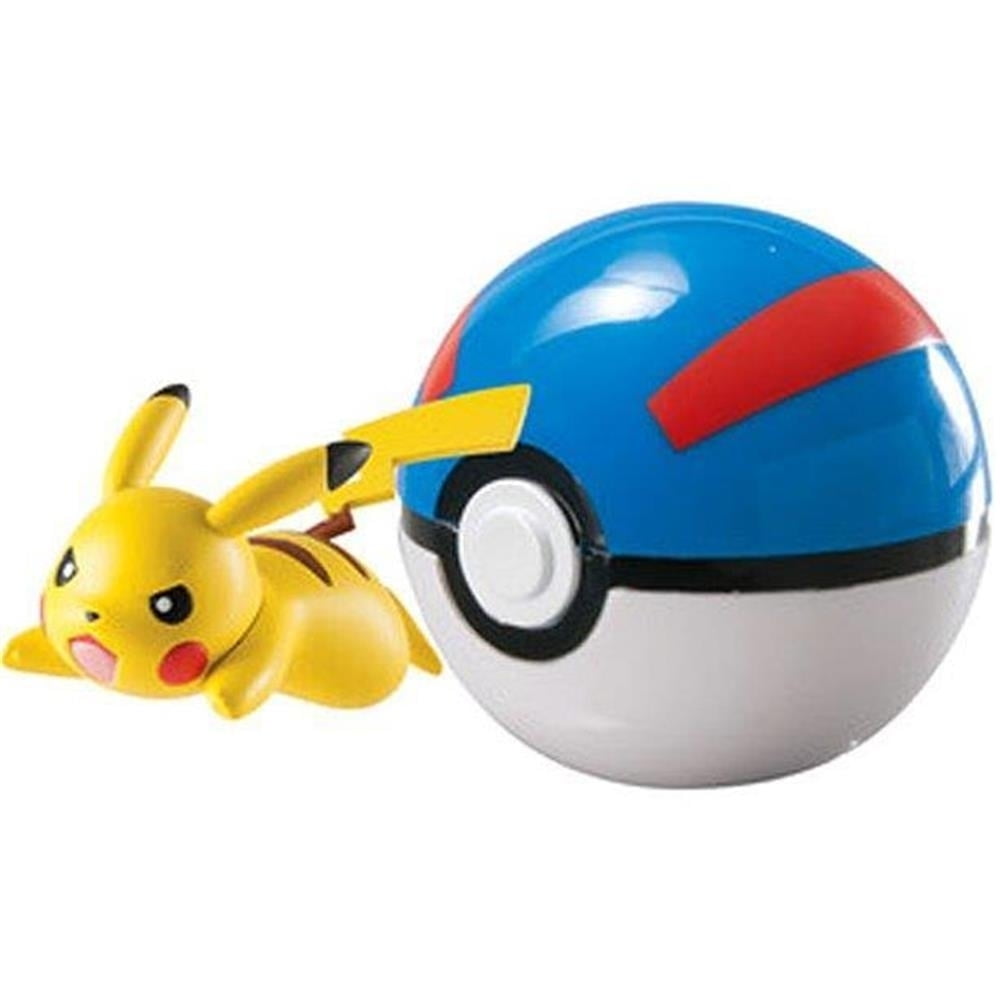 Pokemon Clip n Carry Pokeball Pikachu & Great Ball Figure Set TOMY ...