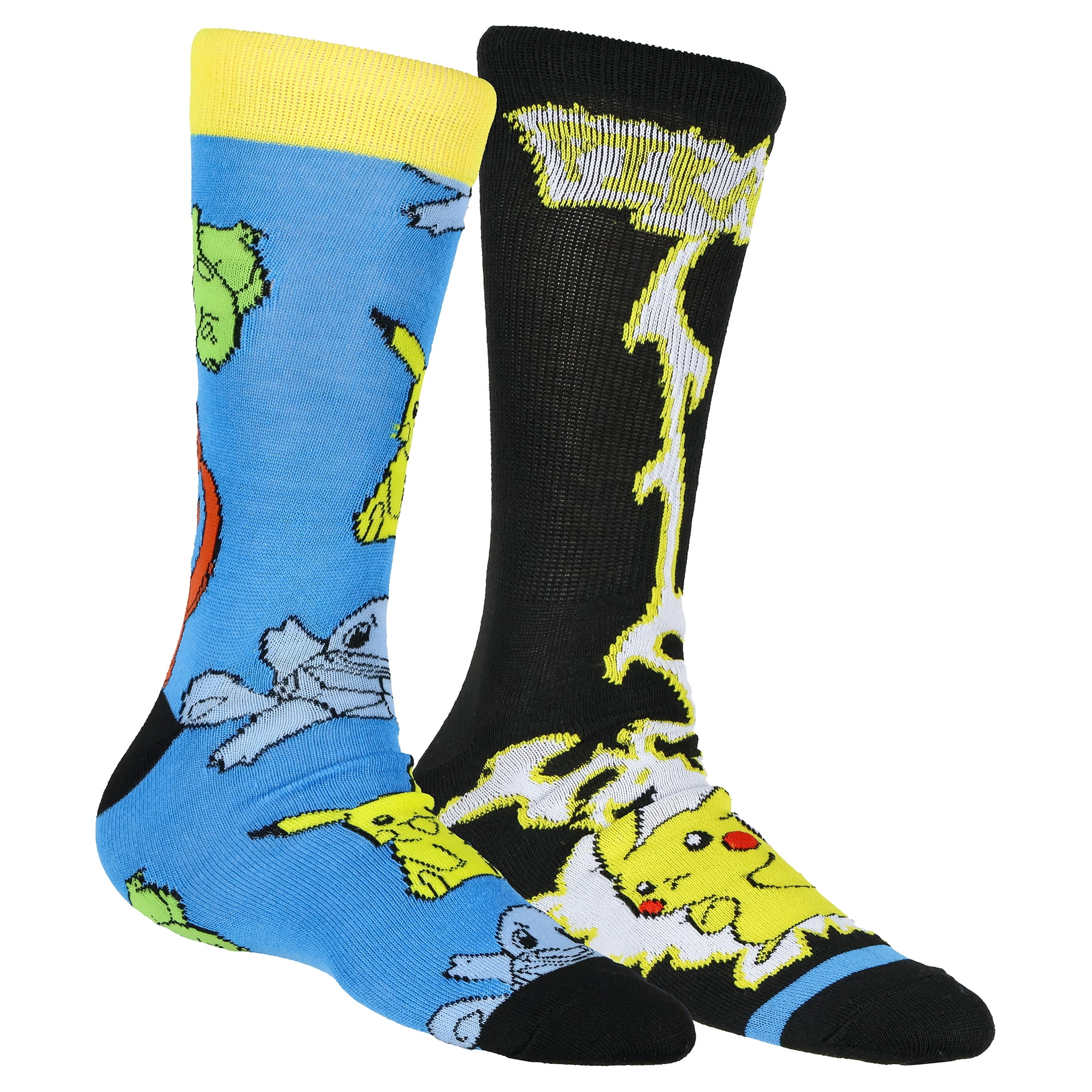 Pokemon Crew Socks Men's Pikachu Electric Shock and Kanto Starter Set 2 ...