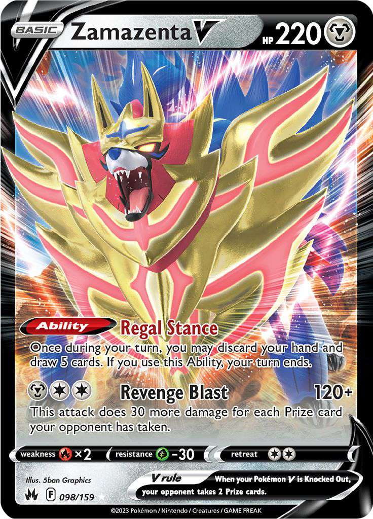 Pokemon Crown Zenith Rare Holo Zamazenta V #98 - Walmart.com