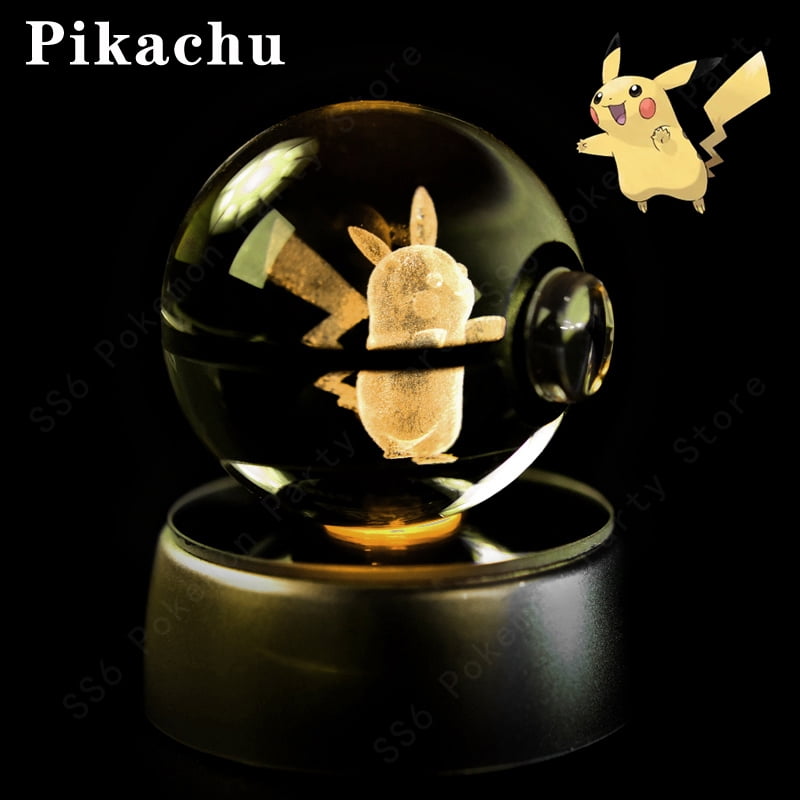 Pokemon Crystal Ball 3D Pikachu Gengar Mew Mewtwo Lamp Base Pokeball ...