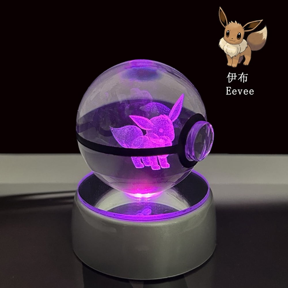 Pokemon Crystal Ball 3D Pikachu Gengar Mew Mewtwo Lamp Base Pokeball ...