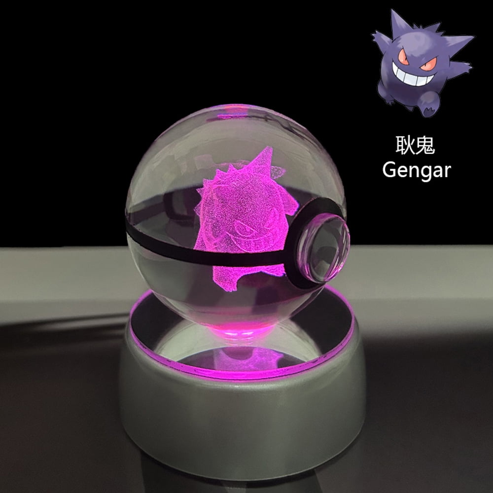Pokemon Crystal Ball 3D Pikachu Gengar Mew Mewtwo Lamp Base Pokeball ...