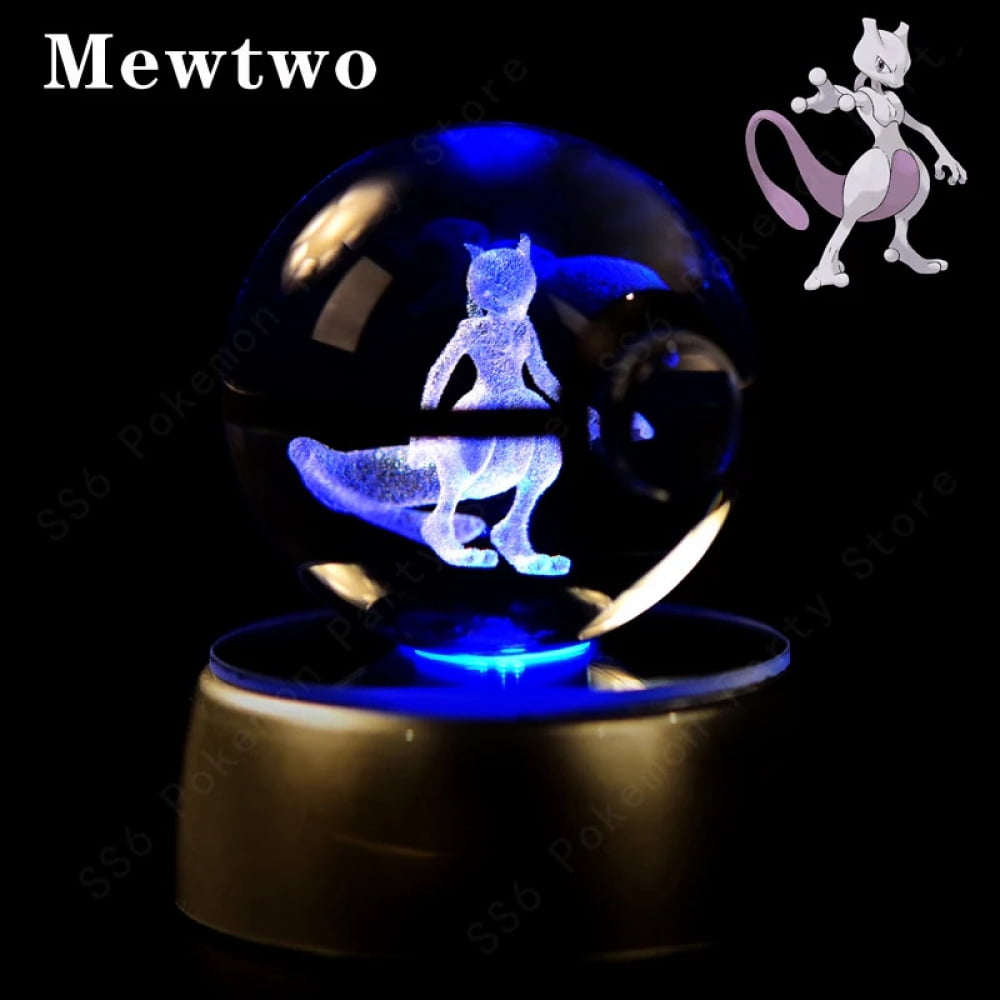 Pokemon Crystal Ball 3D Pikachu Gengar Mew Mewtwo Lamp Base Pokeball ...