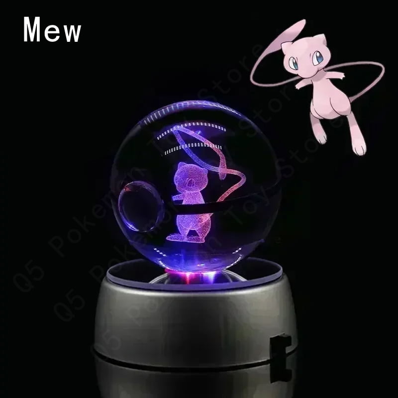 Pokemon Crystal Ball 3D Pikachu Mewtwo Mew Gengar Night Light Lamp Base ...
