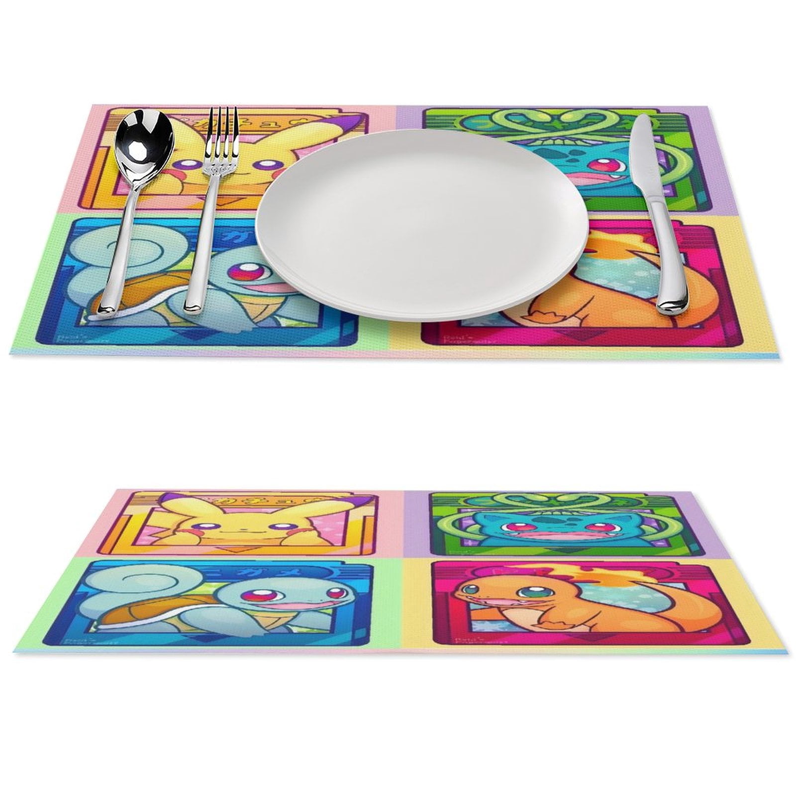 Pokemon Cute cartoon table mat non-slip heat-resistant washable 2 PCS ...